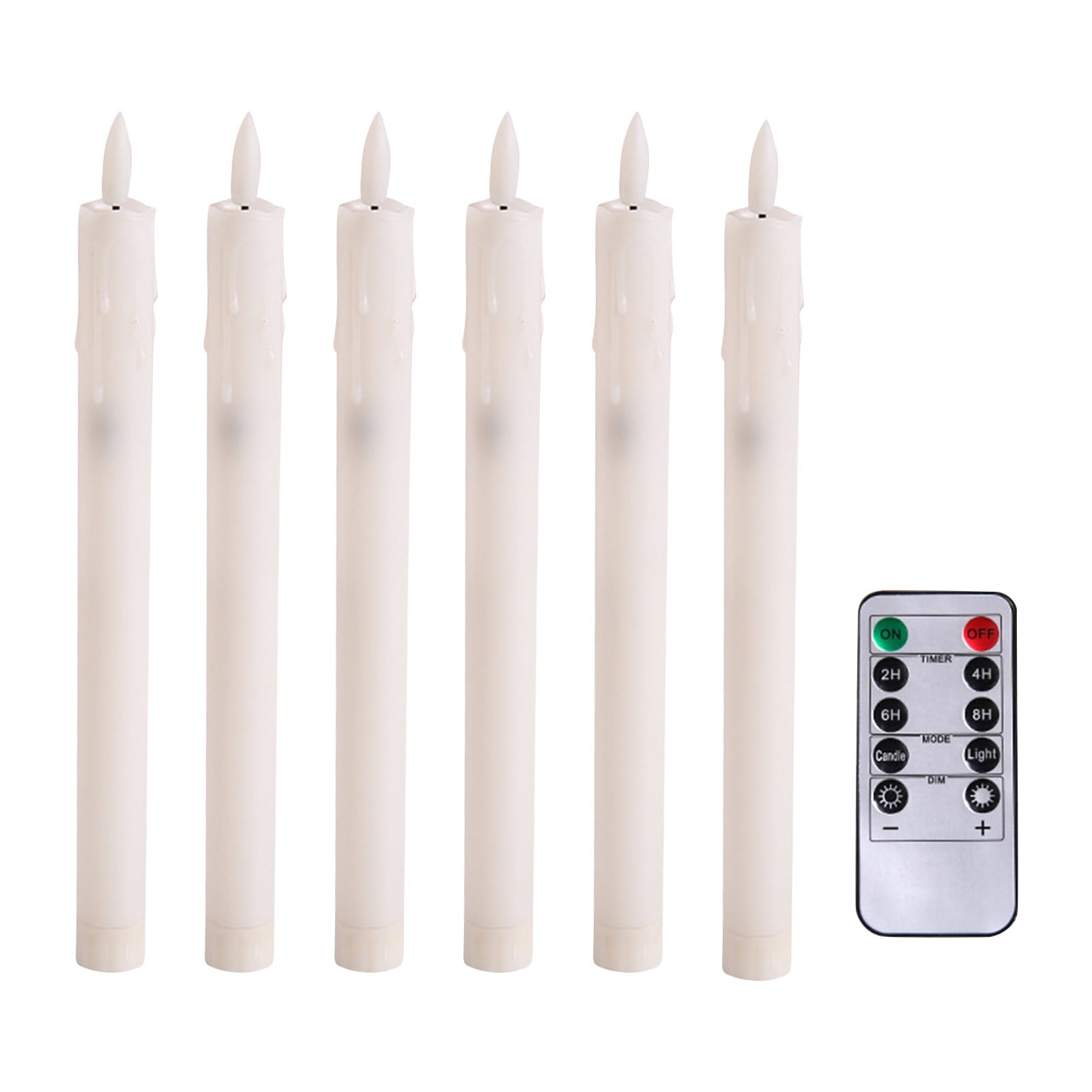 Flameless Taper Candles Flickering with 10-Key Remote, Battery Operated ...