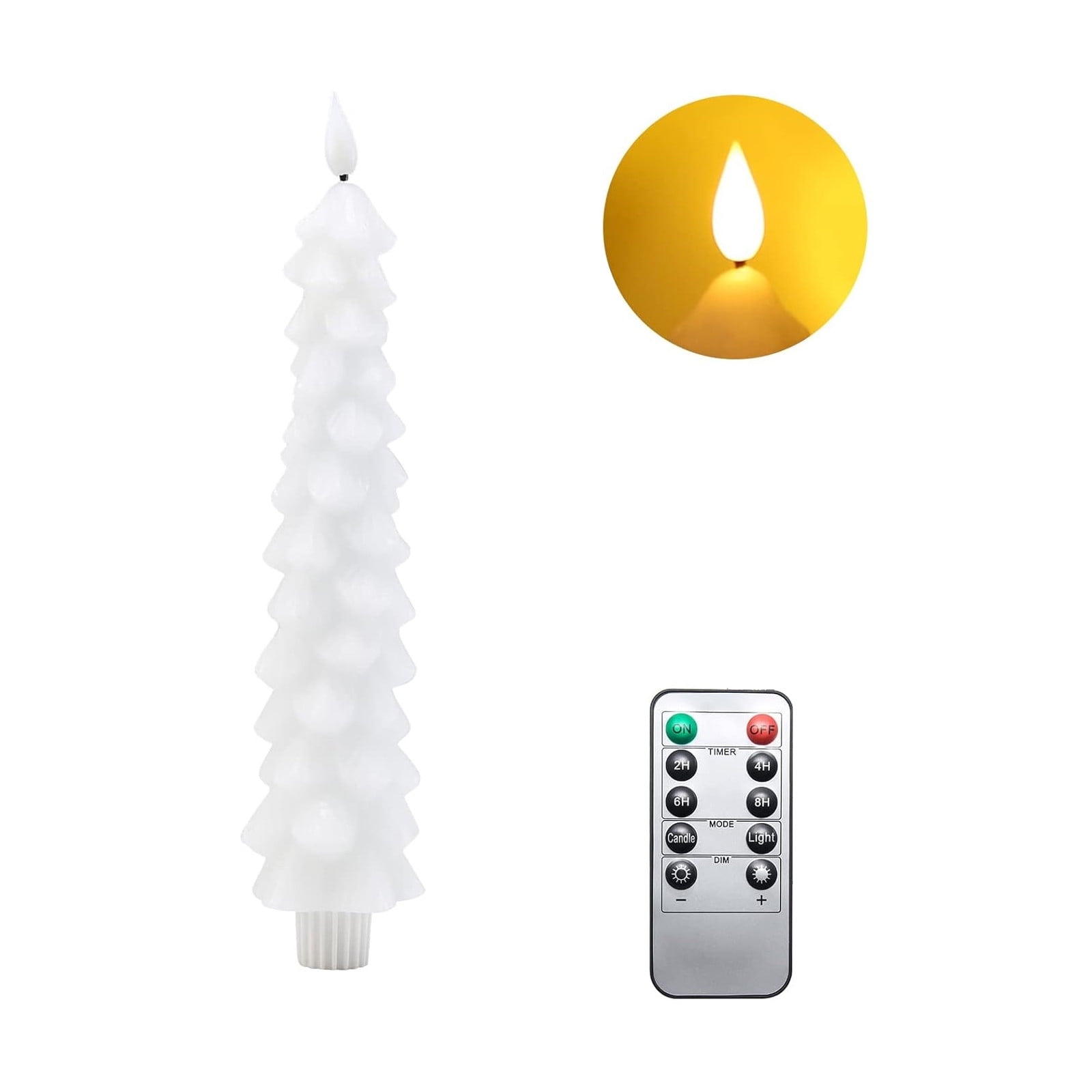 Flameless Taper Candles with Remote Control, 9.7 Inches Christmas Tree ...