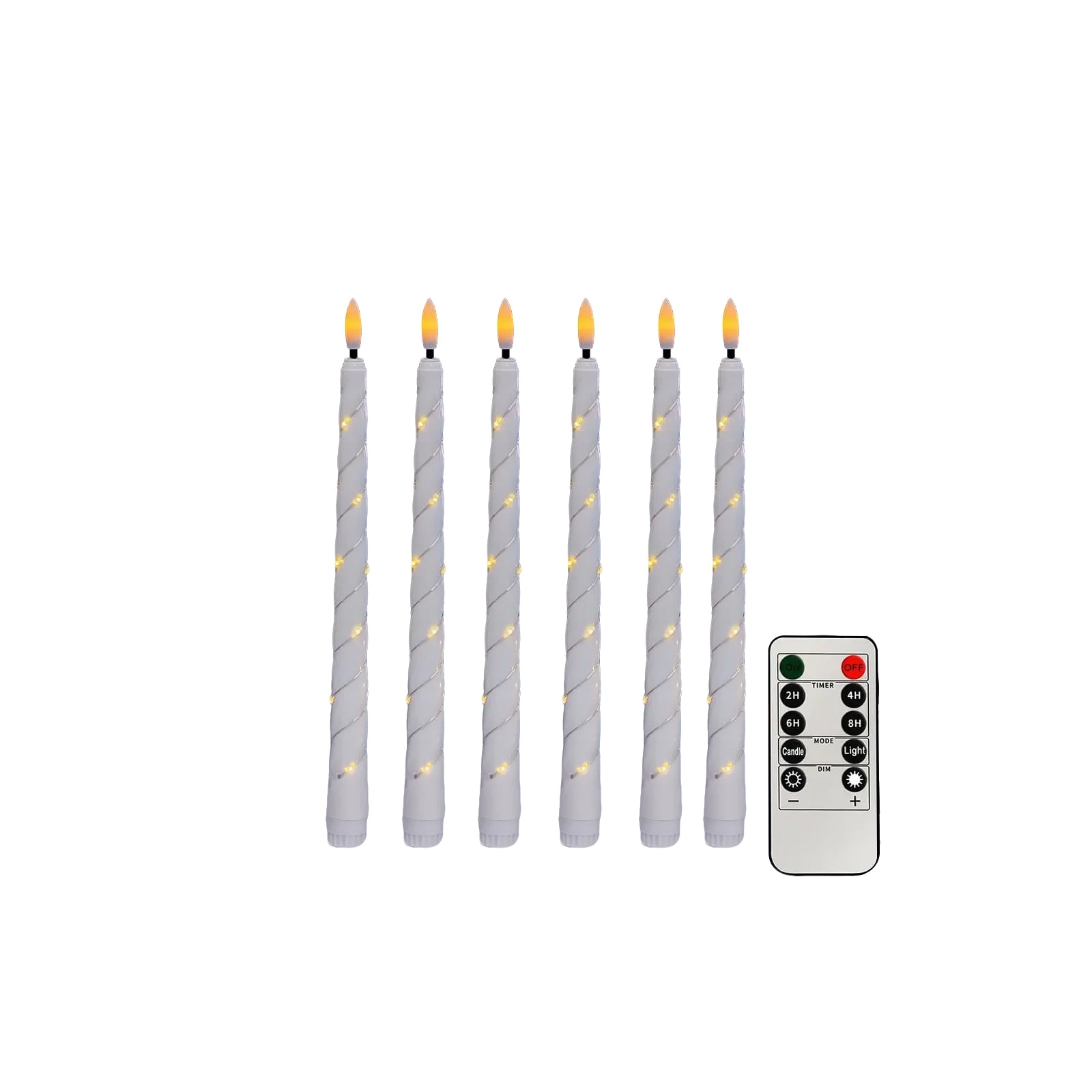 Flameless Taper Candles with Remote and String Lights, Ivory Real Wax ...