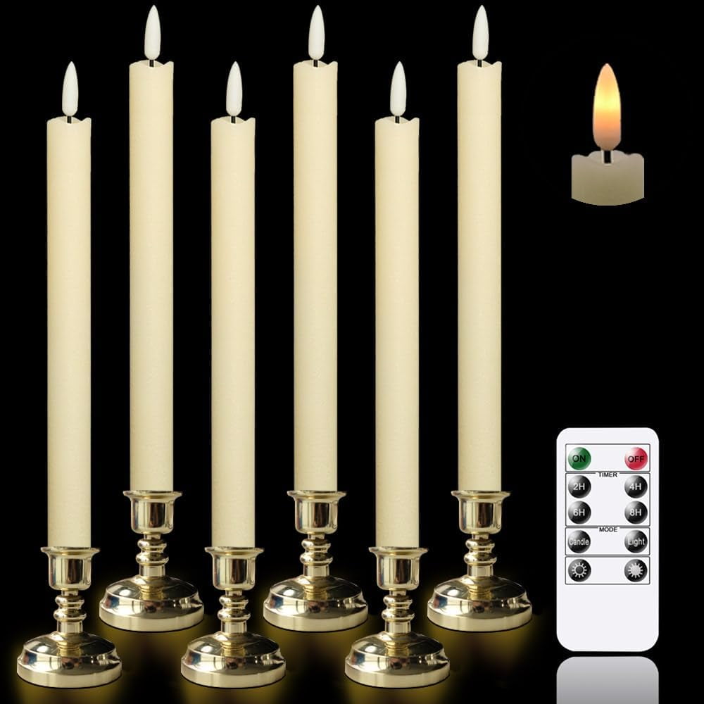 Flameless Taper Candles with Remote Timer, Battery Operated Flickering ...