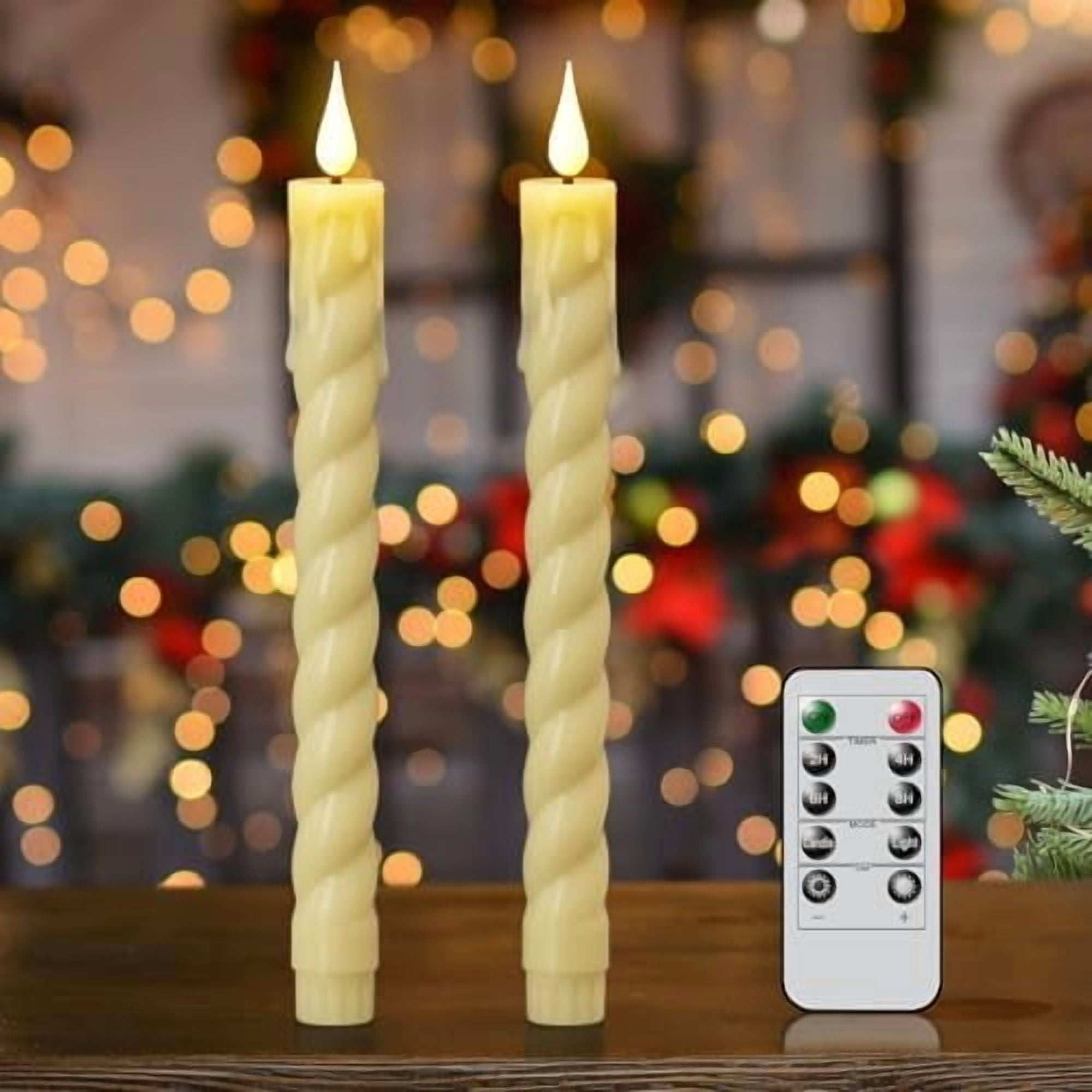 Flameless Taper Candles with Remote Timer, Ivory Battery Operated LED ...