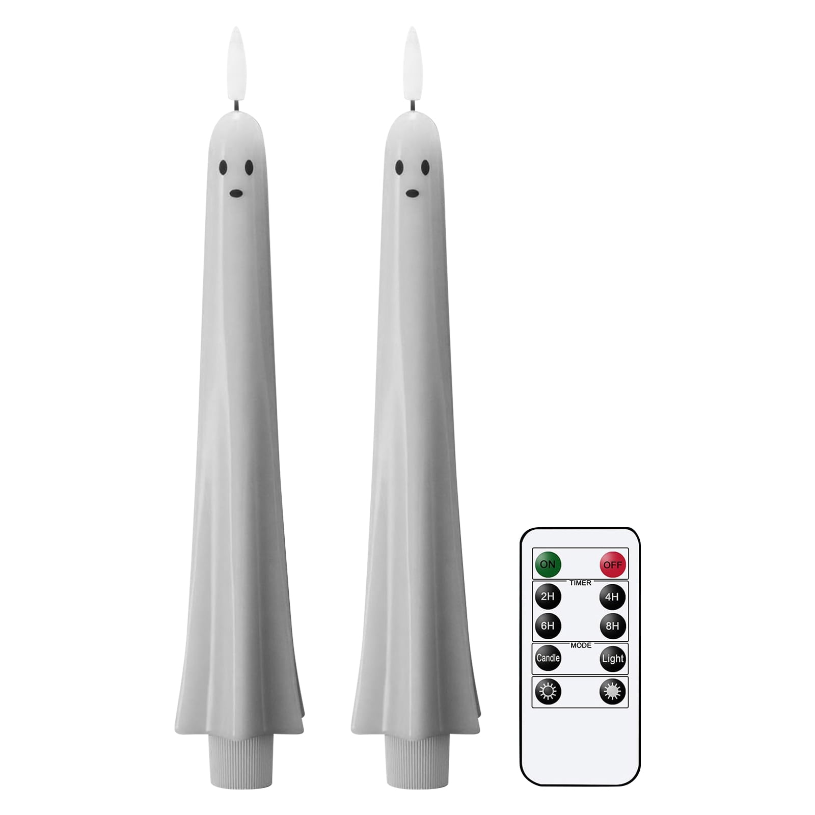 Flameless Taper Candles with Spooky Faces, Remote & Timer Control ...
