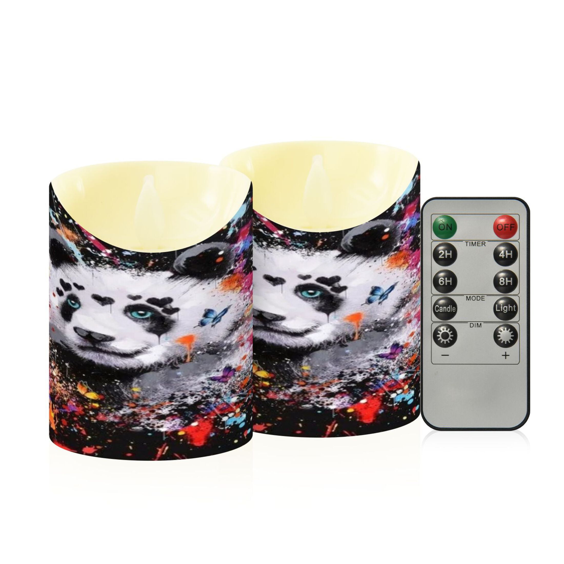 Flameless Themed LED Candles Decorative With Colorful Panda Splash ...
