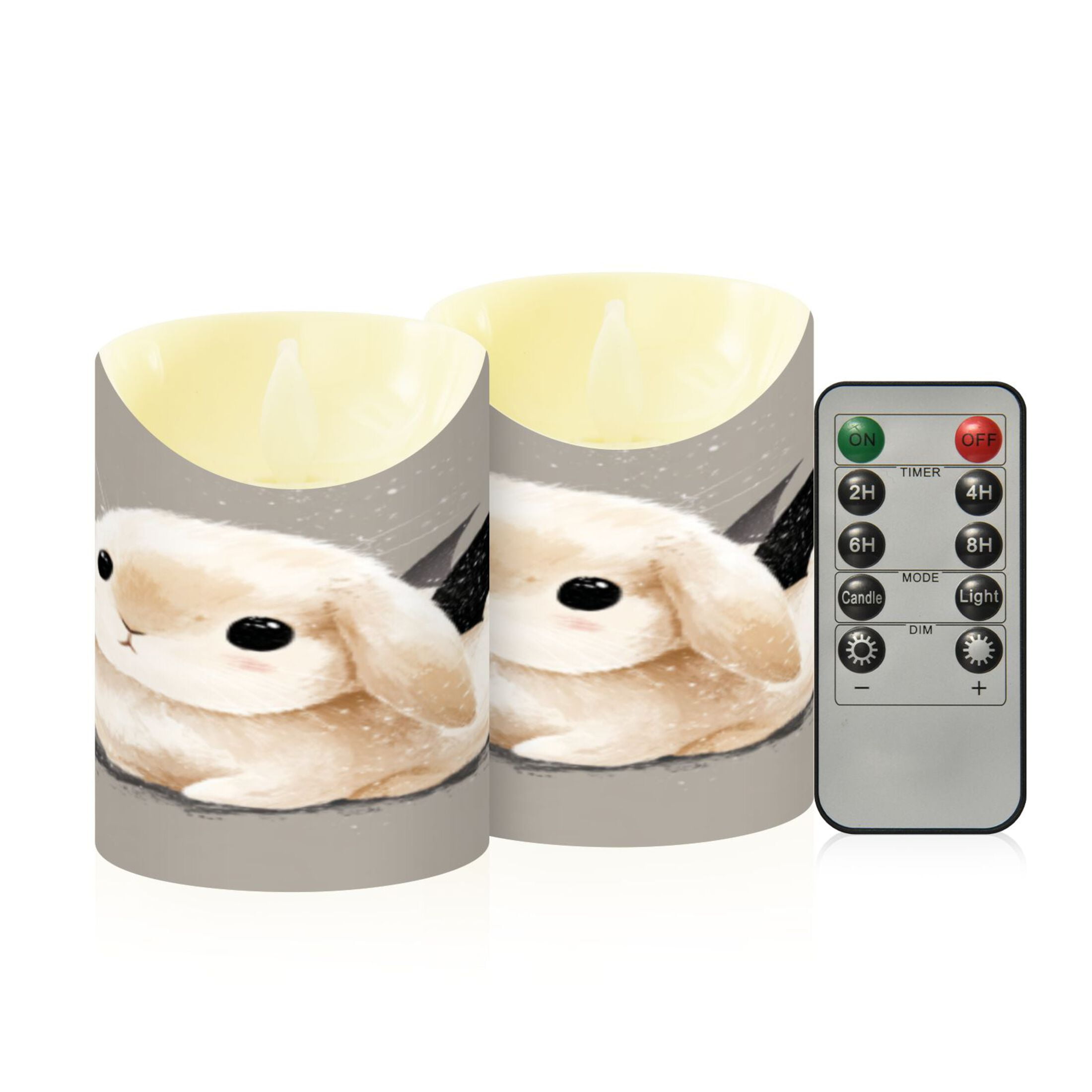 Flameless Themed LED Candles Decorative With Cute Bunny with Bat Wings ...