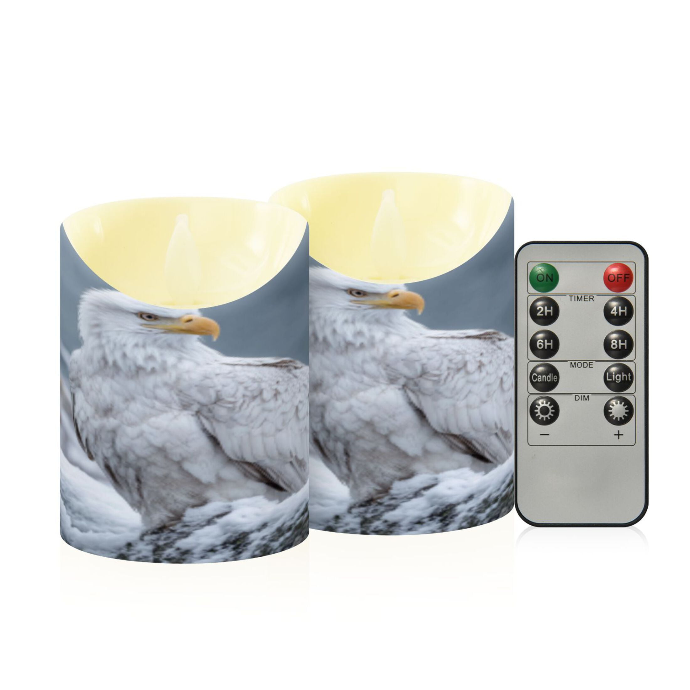 Flameless Themed LED Candles Decorative With Eagle in Snow Pattern ...