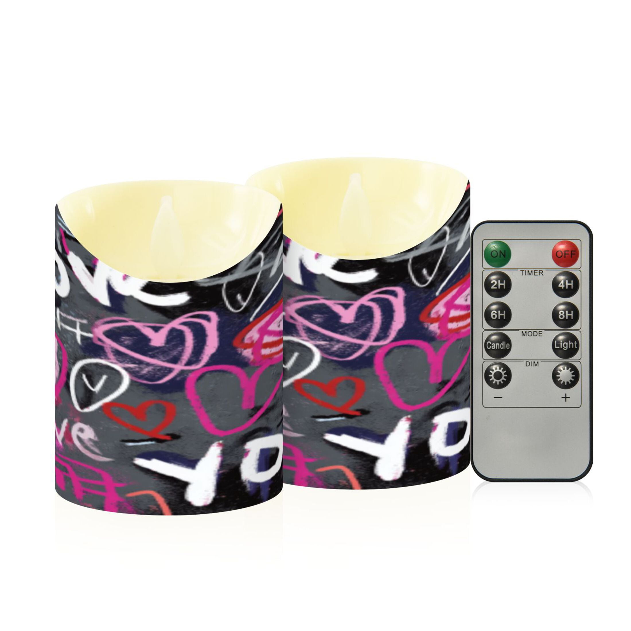 Flameless Themed LED Candles Decorative With Love You Graffiti Pattern ...