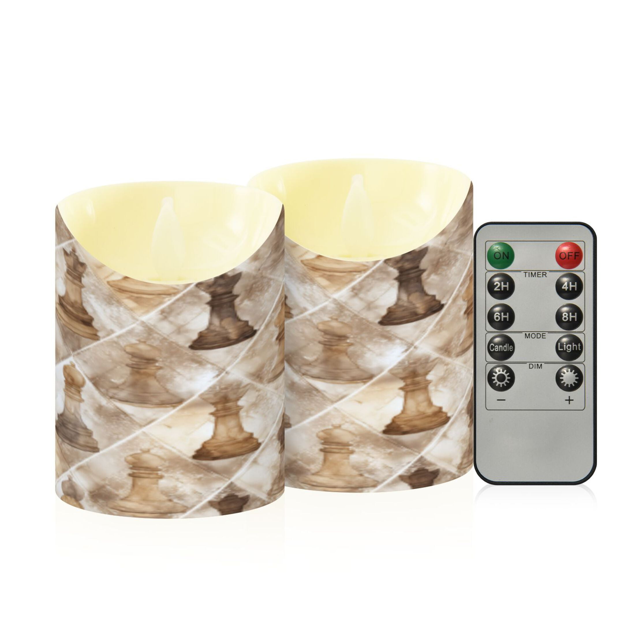 Flameless Themed LED Candles Decorative With Monochromatic Chess ...