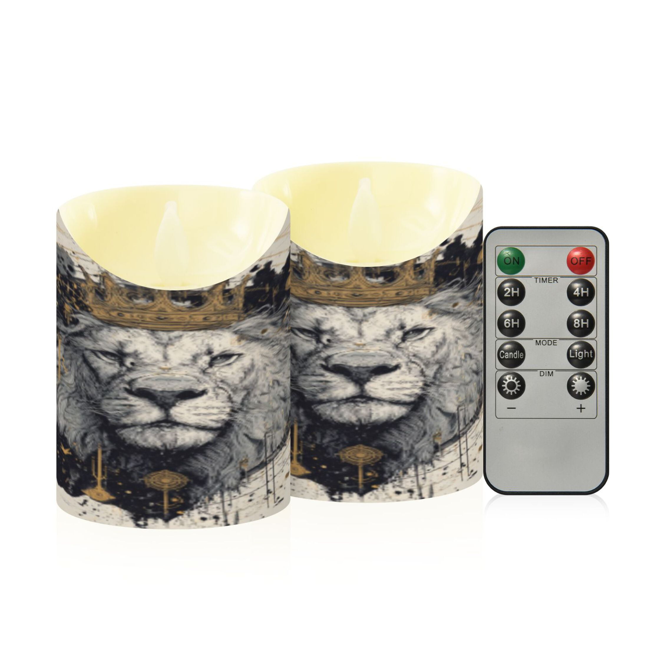 Flameless Themed LED Candles Decorative With Ornate Crowned Lion ...