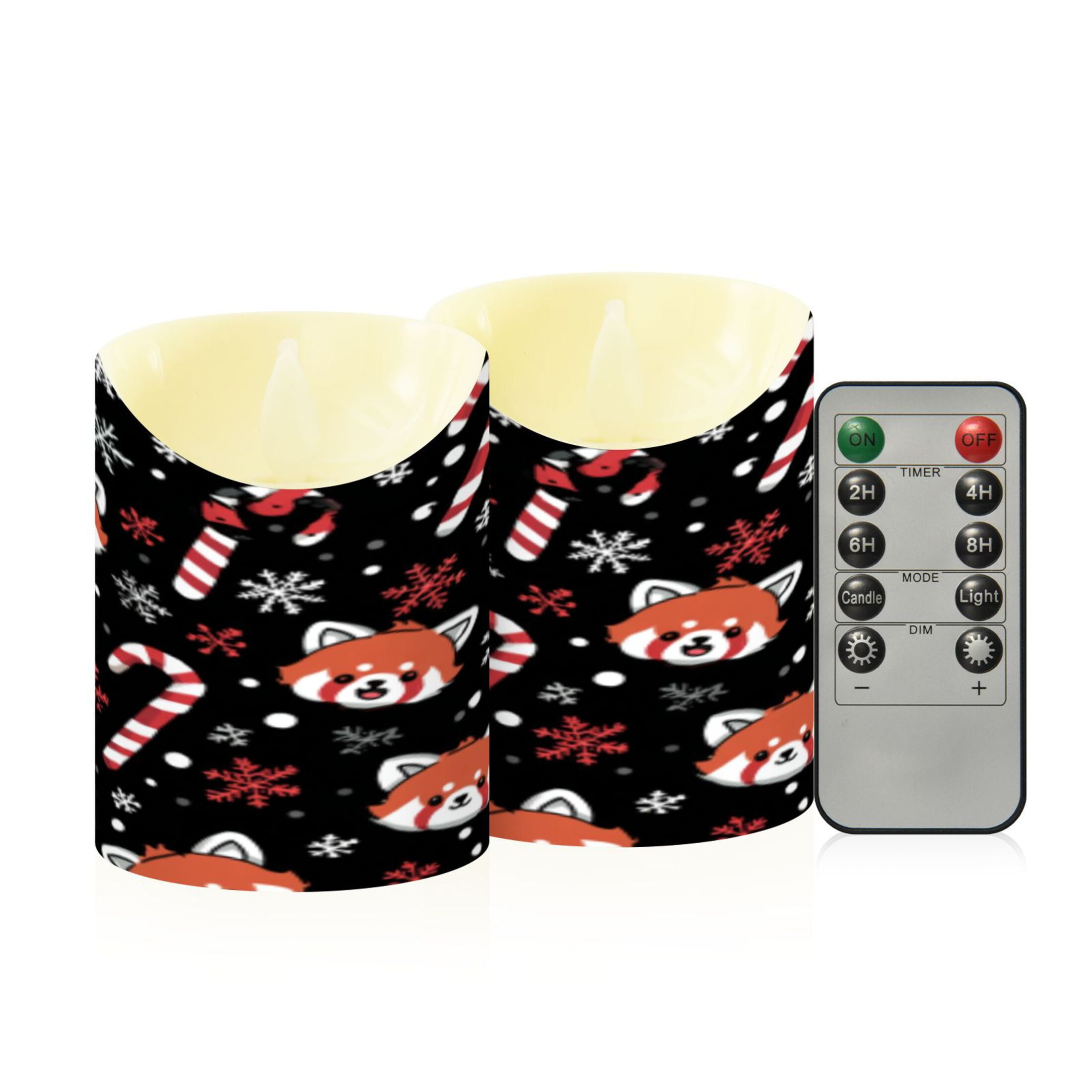 Flameless Themed LED Candles Decorative With Red Panda's Festive Frost ...