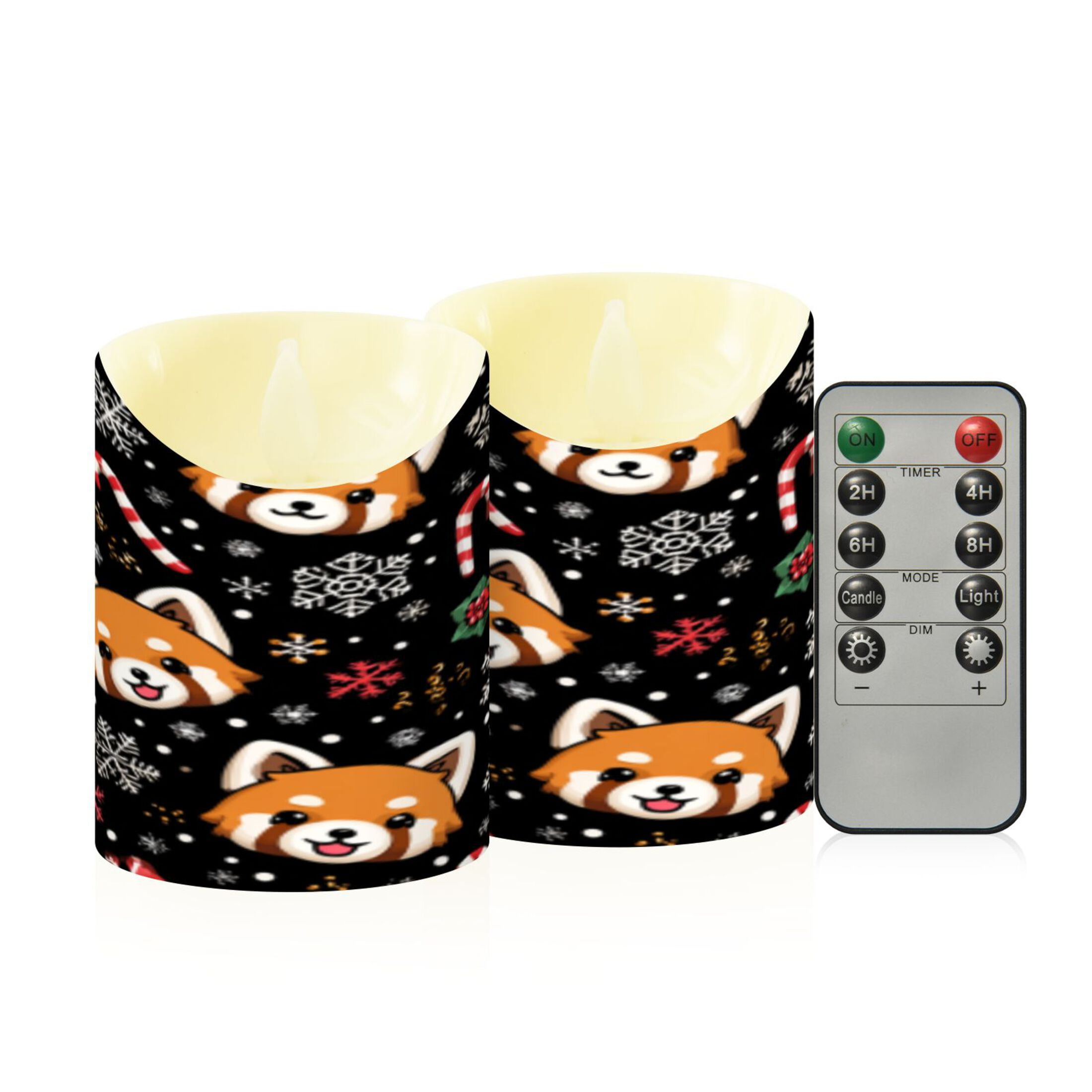 Flameless Themed LED Candles Decorative With Red Panda's Winter ...