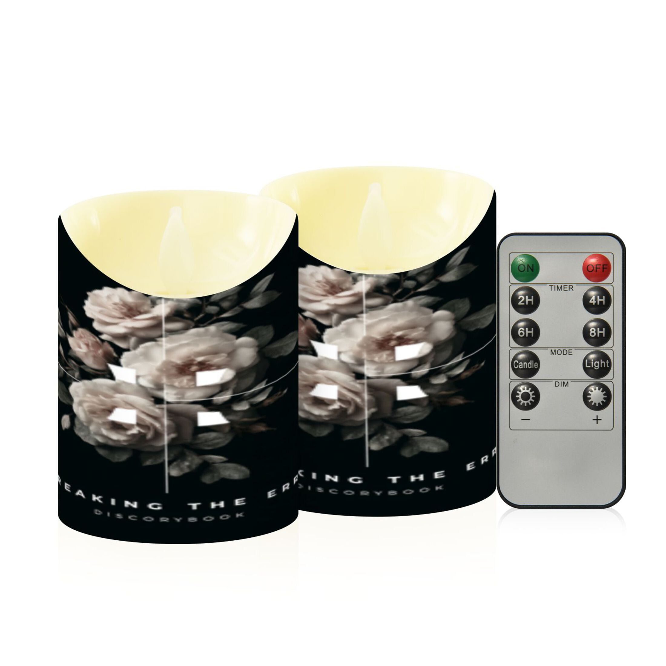 Flameless Themed LED Candles Decorative With Rose Bouquet Pattern ...