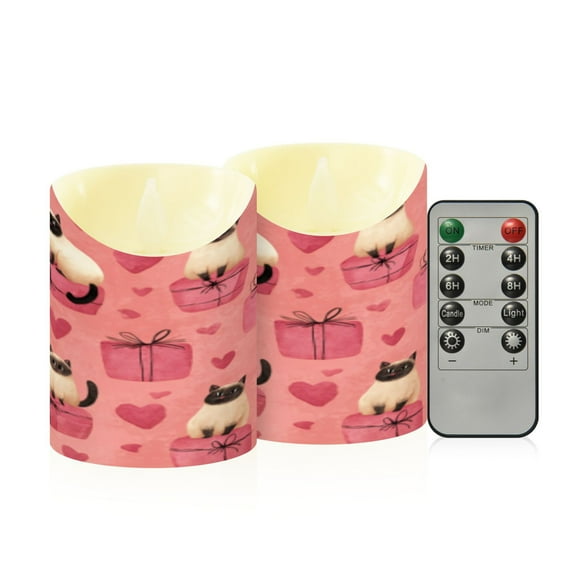 Flameless Themed LED Candles Decorative With Siamese Hearts & Presents ...