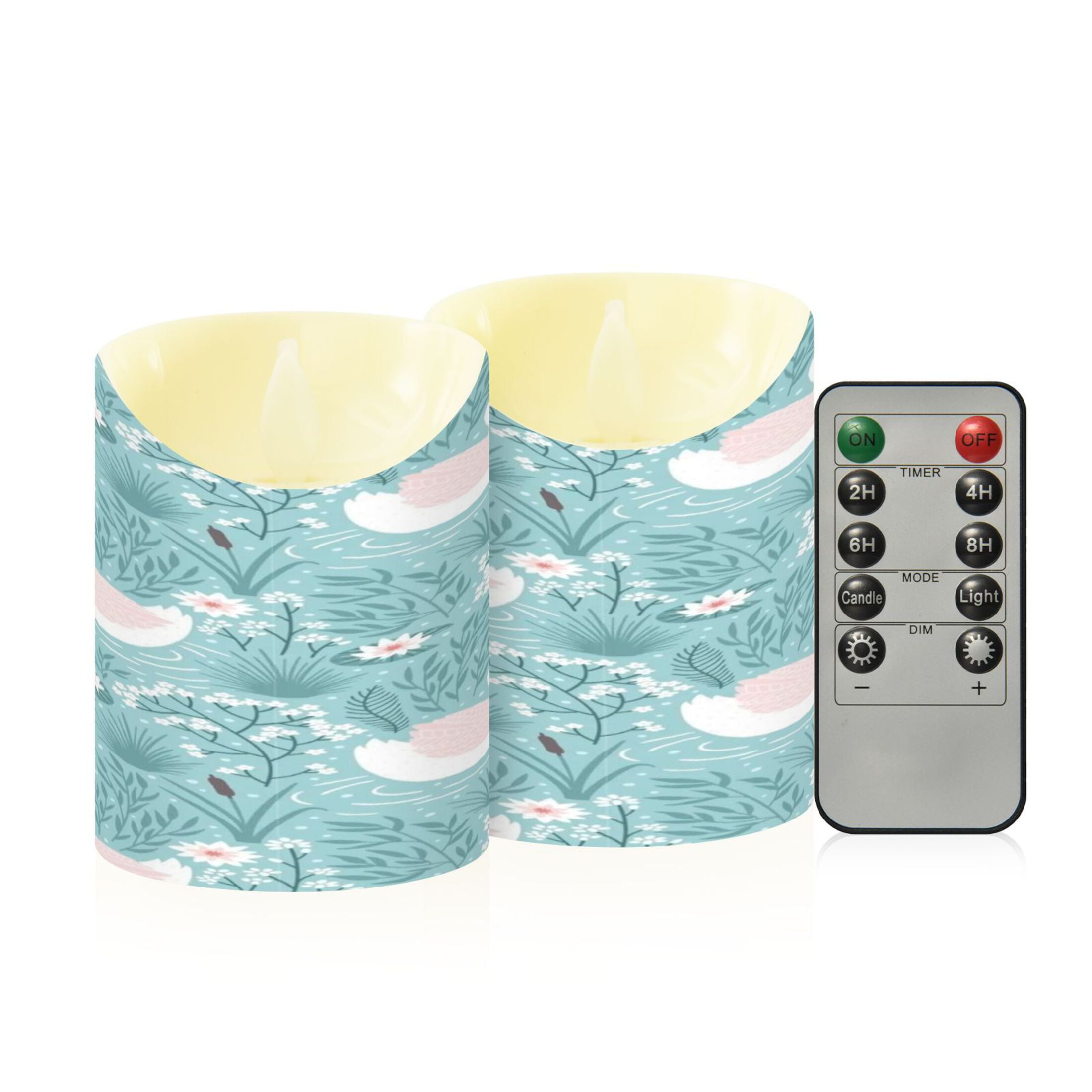 Flameless Themed LED Candles Decorative With Sky Blue Swan Serenity ...
