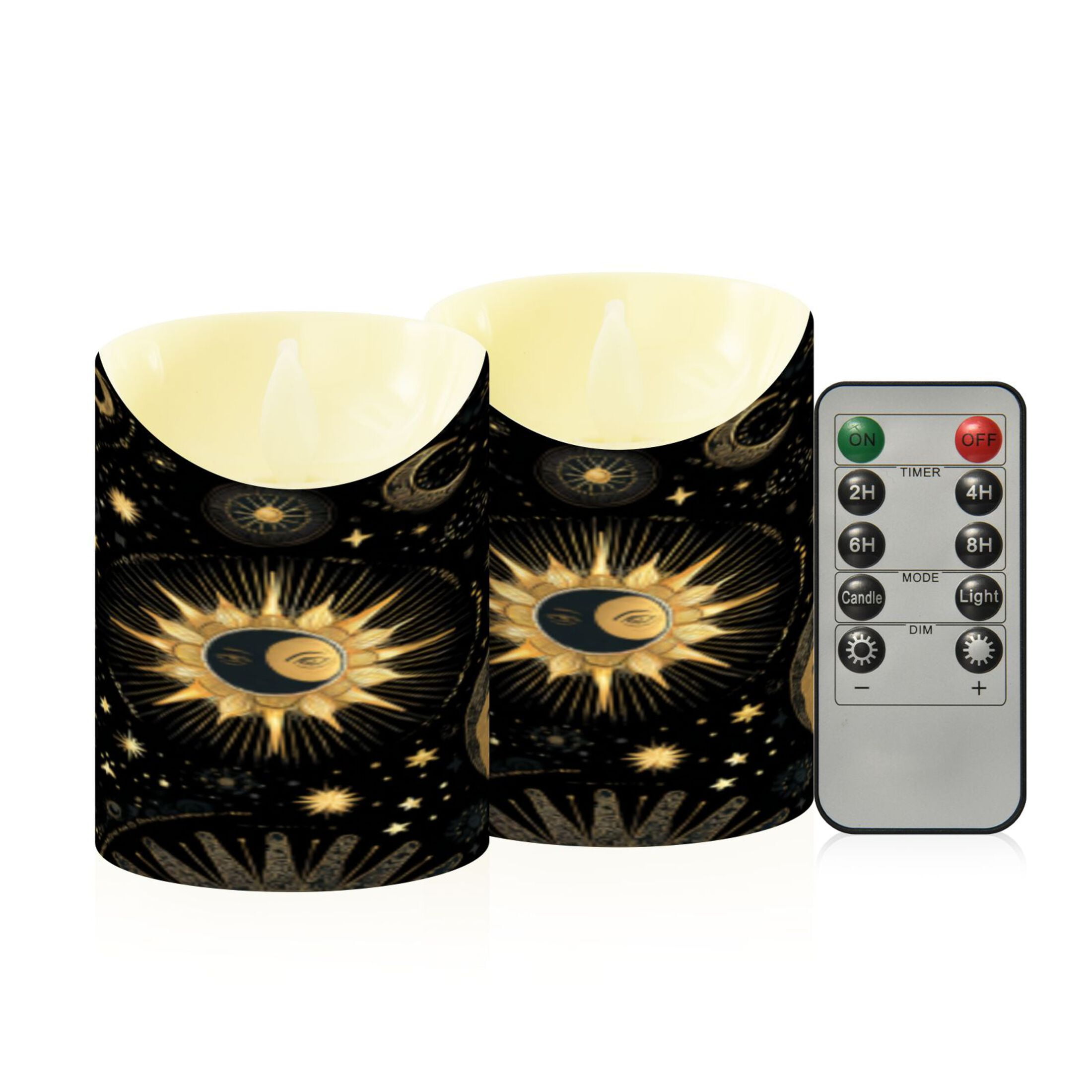 Flameless Themed LED Candles Decorative With Starry Cosmic Symbols ...