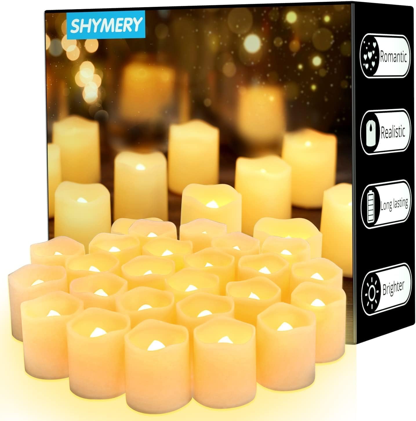 Flameless Votive Candles,Flameless Flickering Electric Fake Candle,Hour ...