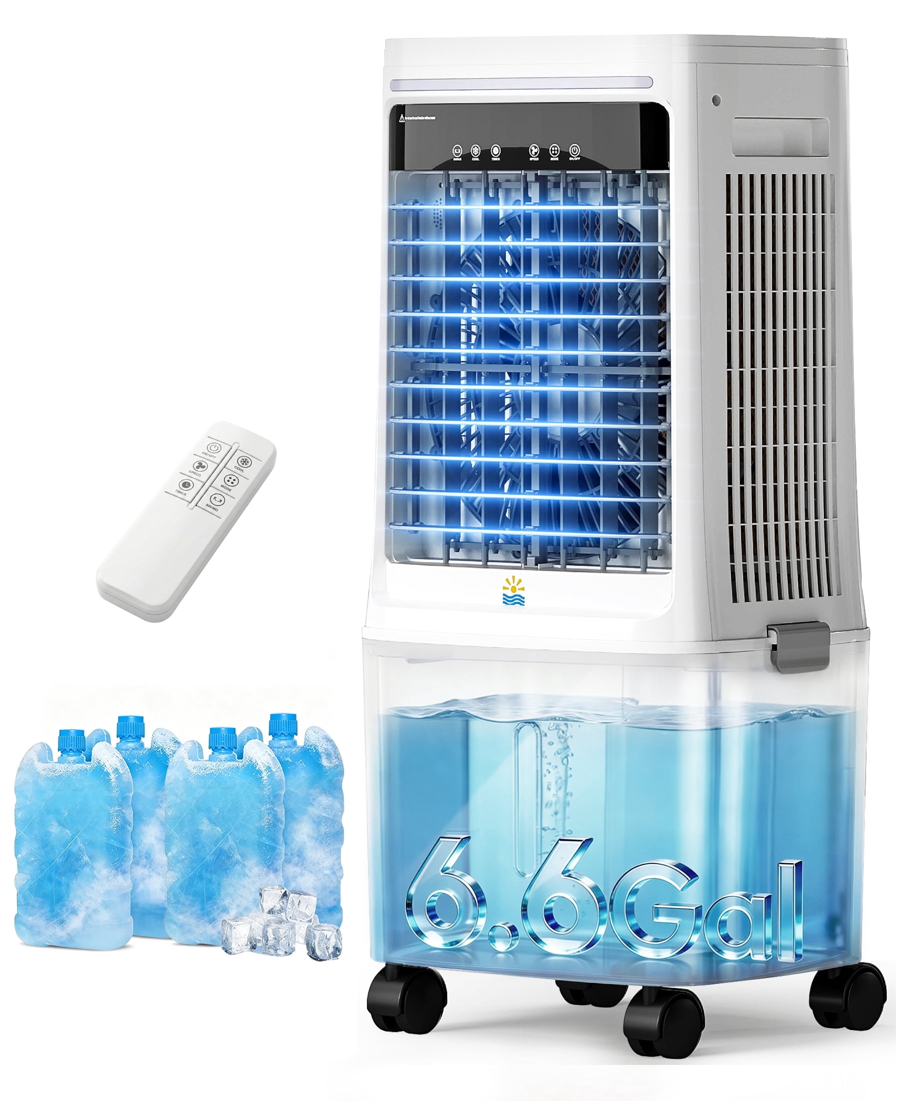 Flamemore Upgraded 1800CFM Evaporative Air Cooler Fan Humidifier with 6 ...