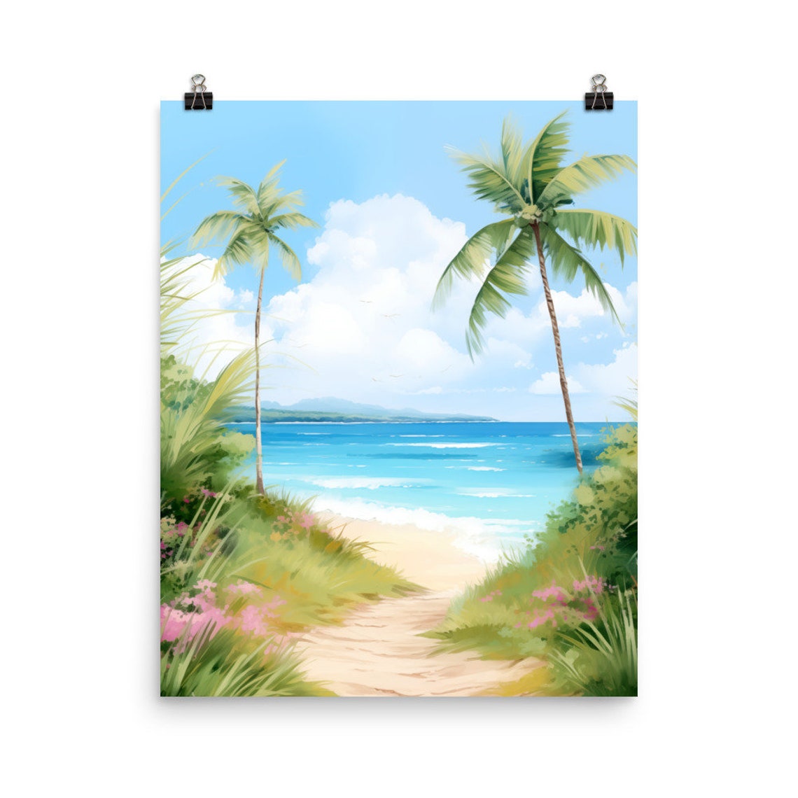 Flamenco Beach Print, Puerto Rico Coastal Decor, Caribbean Island ...