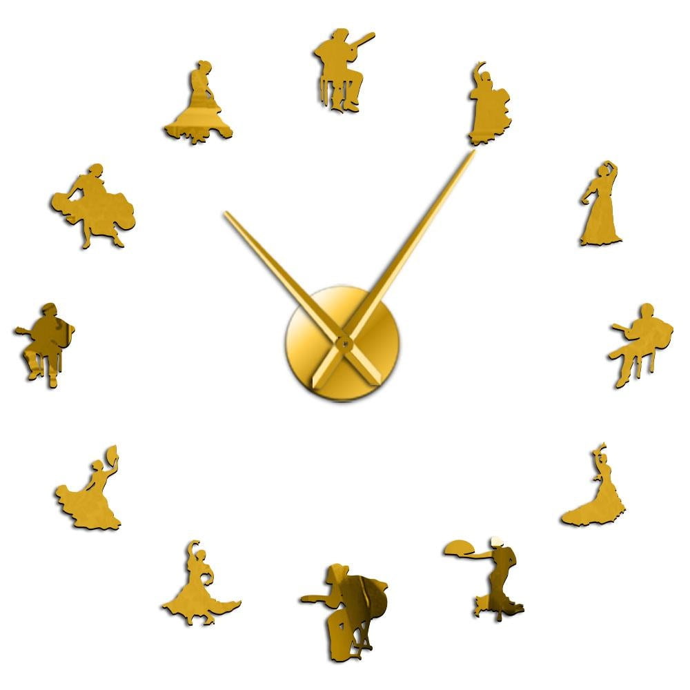 Flamenco Dancers Silhouette Frameless Wall Clock Stickers, DIY Modern ...