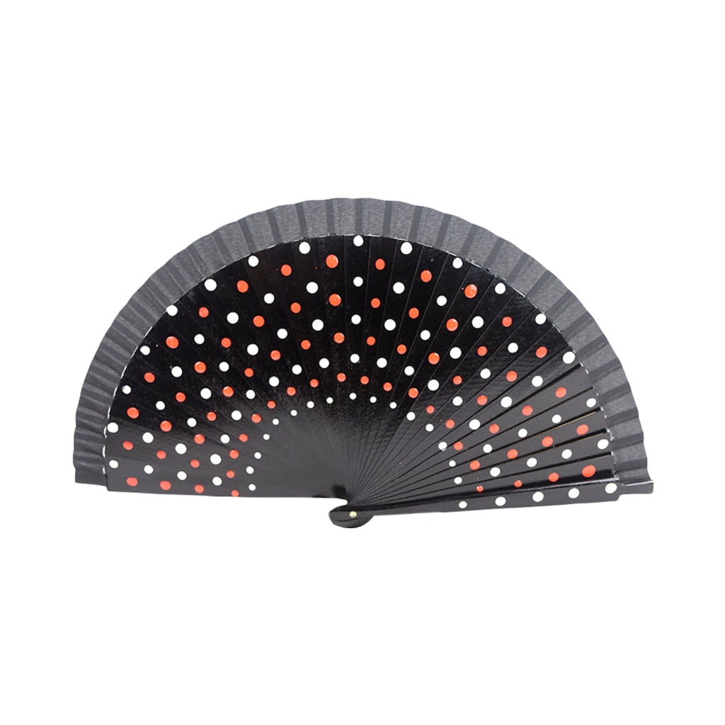 Flamenco Spanish Wood Folding Fan Dots Pattern Modern Classical Vintage ...