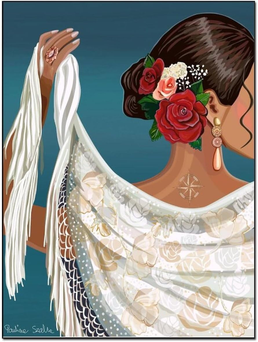 Flamenco Woman Poster, Hispanic Woman Art, Hispanic Dancer Illustration ...