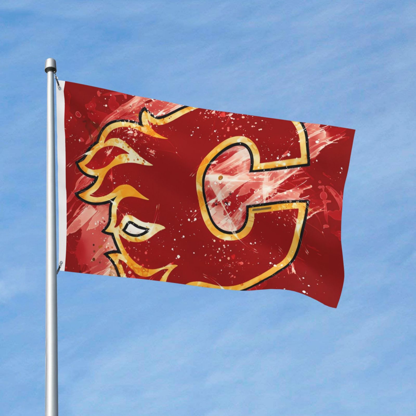 Flames Hockey Team Double Sided 3x5ft Outdoor Flag, Lightweight Fabric ...