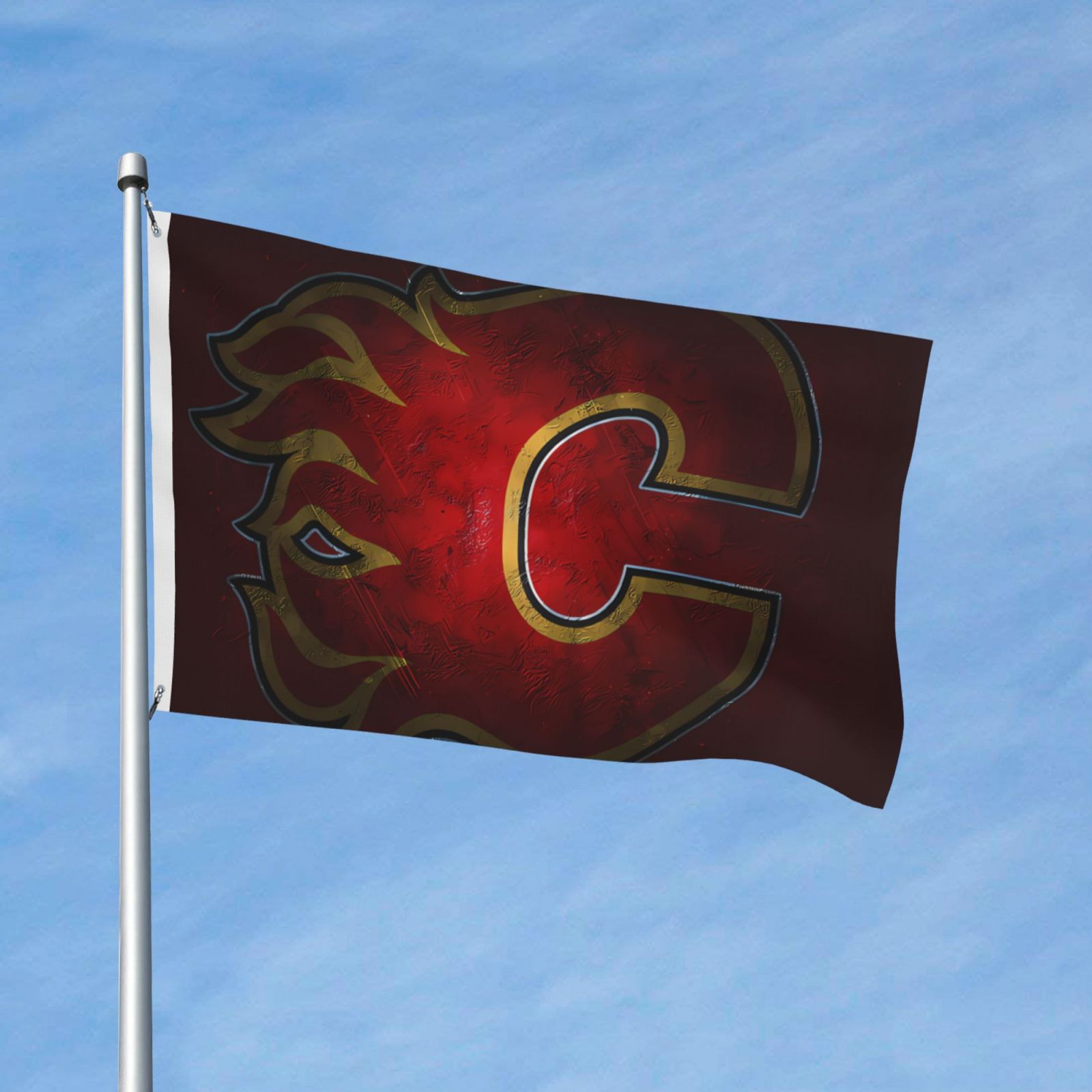 Flames Hockey Team Double Sided 3x5ft Outdoor Flag, Lightweight Fabric ...