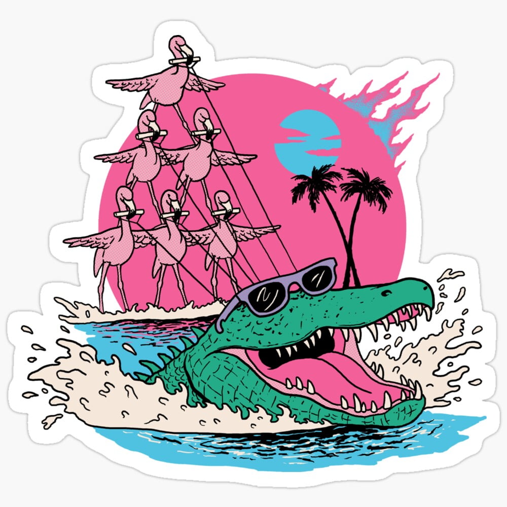 Flamin' Gator Water Ski Club (No Text) Sticker Phone Decal Water Bottle ...