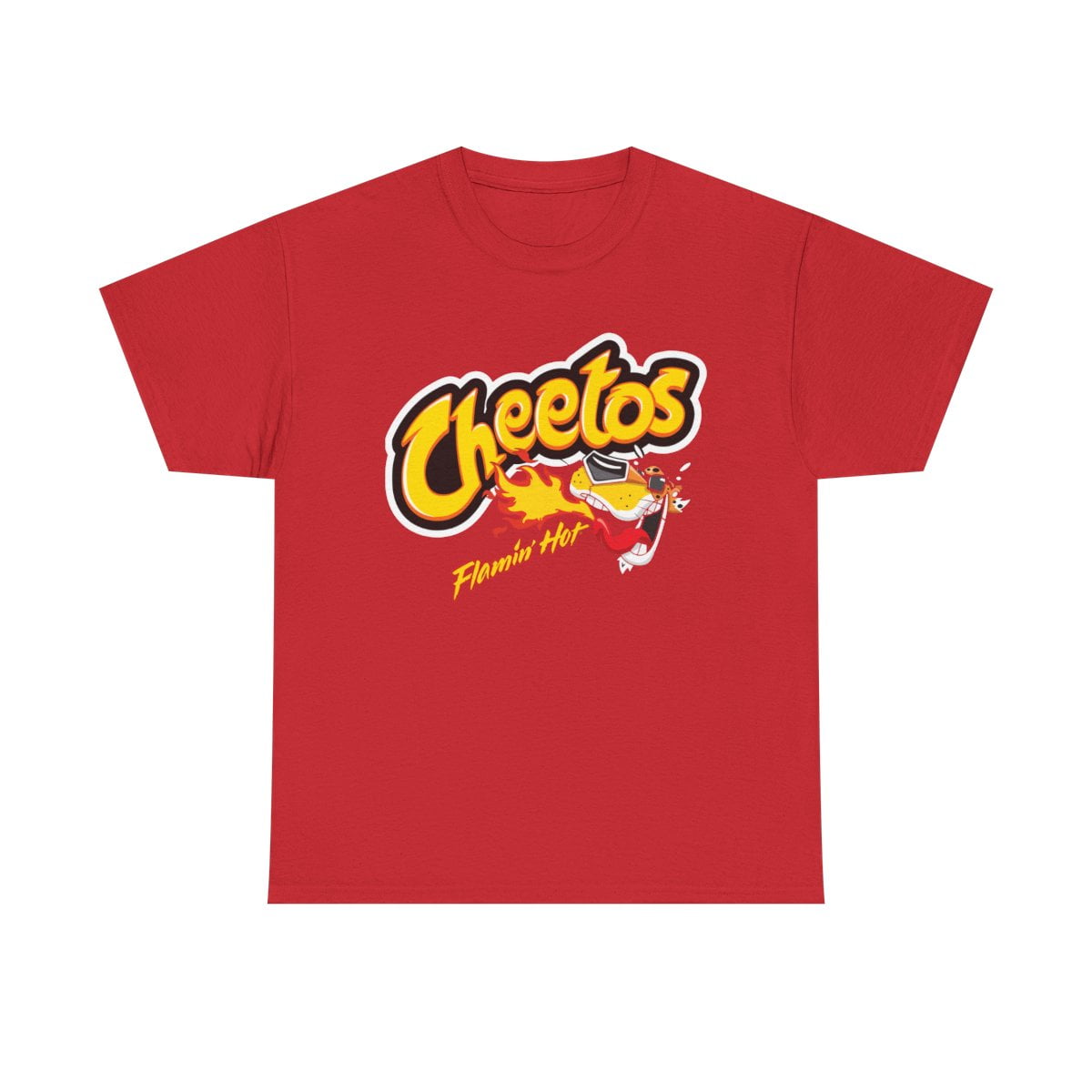 Flamin Hot Cheetos Puff Chester Red Black T Shirt Heavy Cotton Tee ...