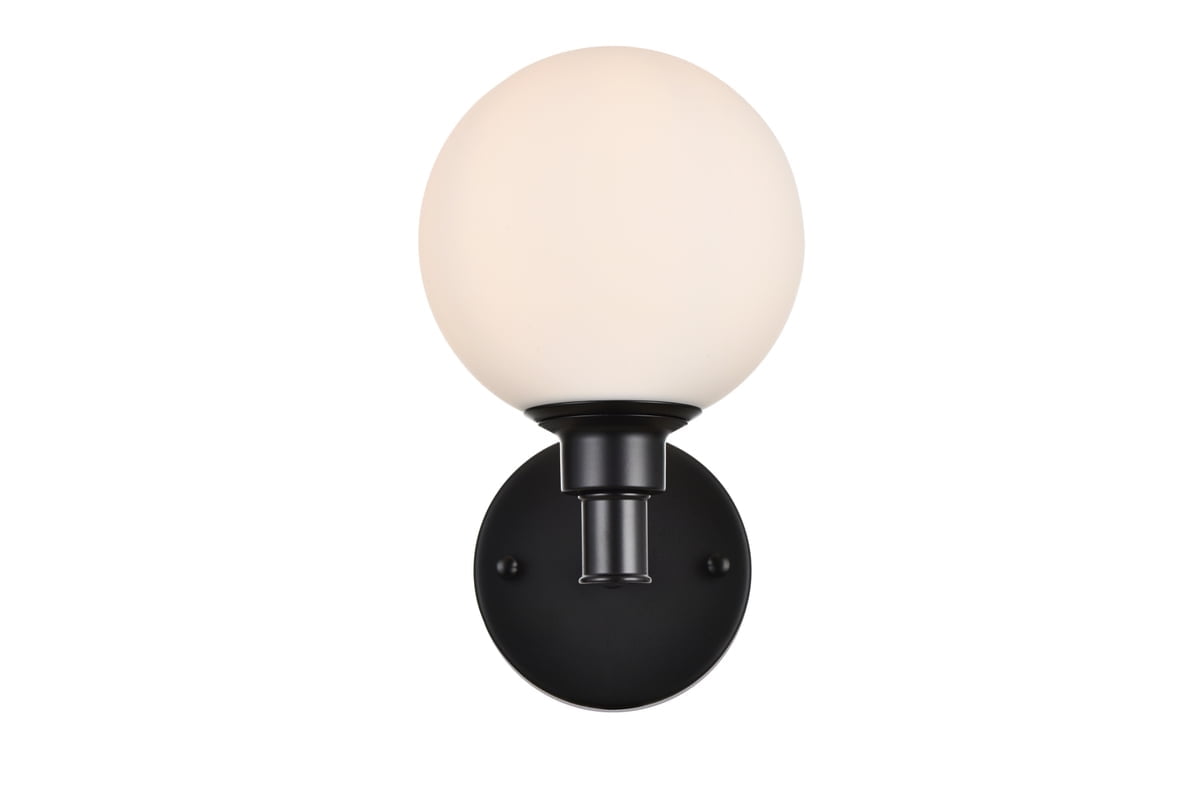 Flaming 1 Light Bath Sconce in Black and frosted white - Walmart.com