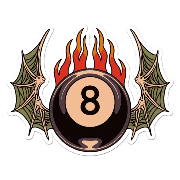 Flaming 8 Ball Wings Sticker Phone Decal Water Bottle Stickers Car ...