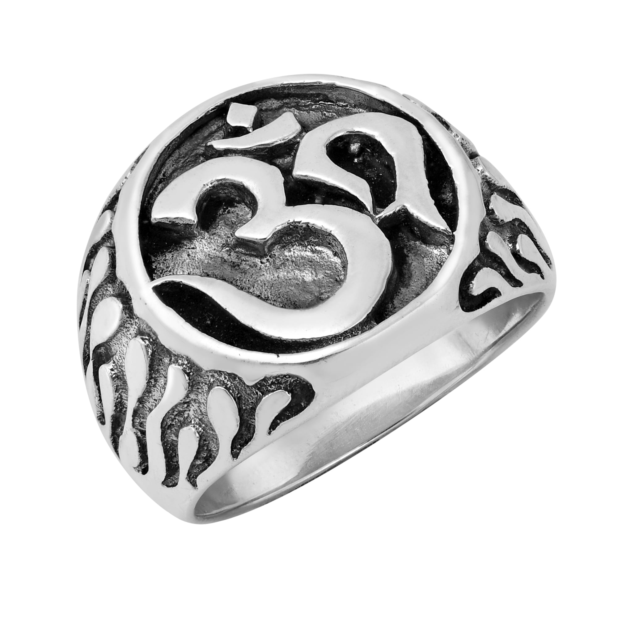 Flaming Aum or Om Symbol Detailed Sterling Silver Ring-8 - Walmart.com