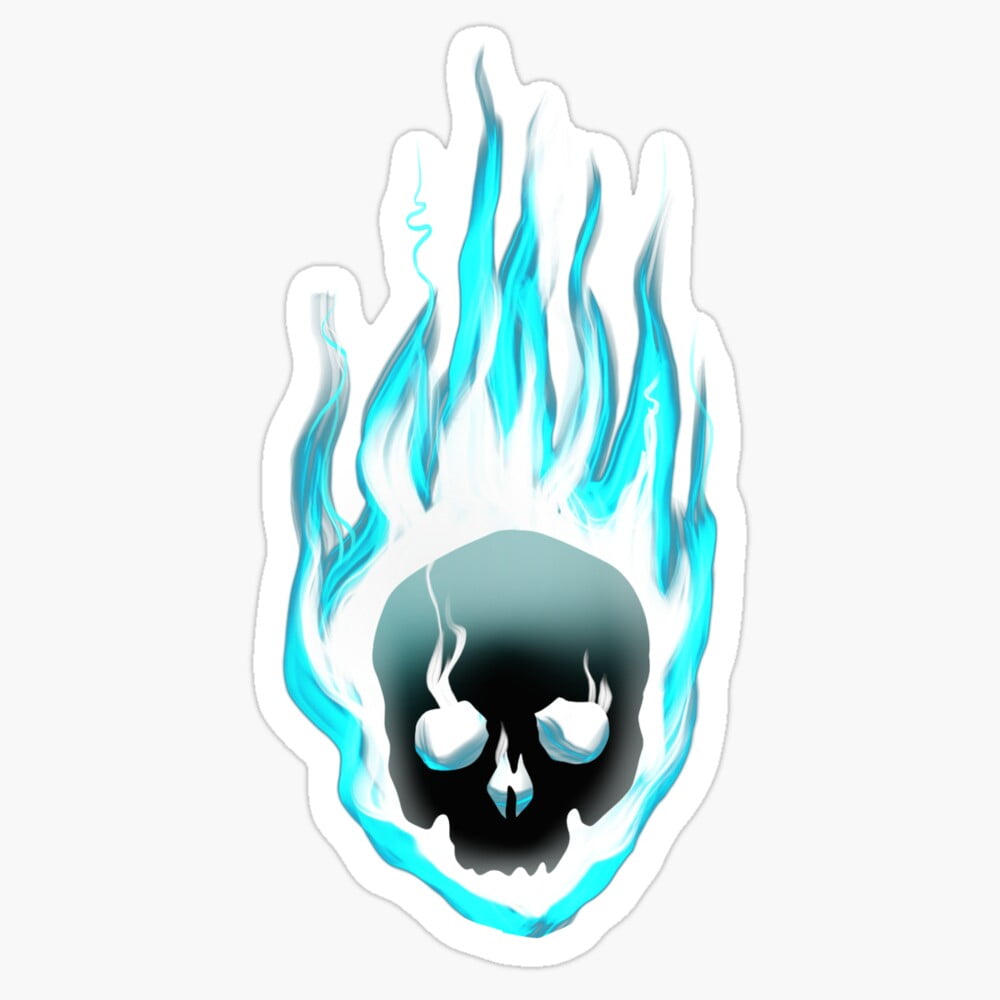 Flaming Blue Skull Stickerphone Decal Water Bottle Stickers, Vinyl ...