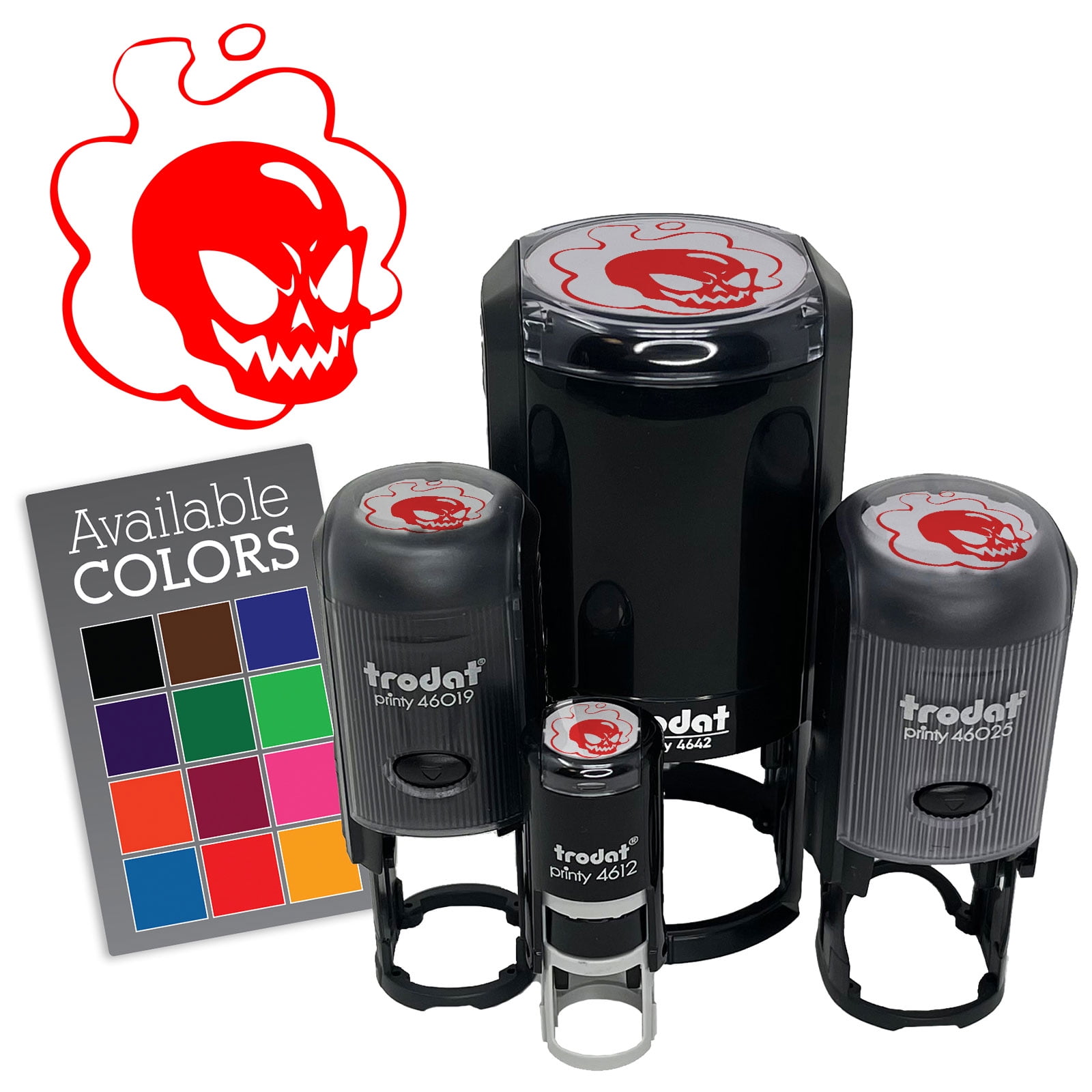Flaming Cartoon Ghost Skull Bone Monster Spirit Apparition Self-Inking ...