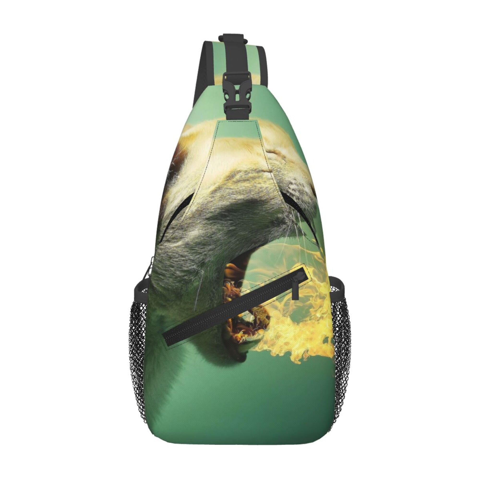Flaming Cat Fire Sling Bag Crossbody Chest Backpack For Women Men ...