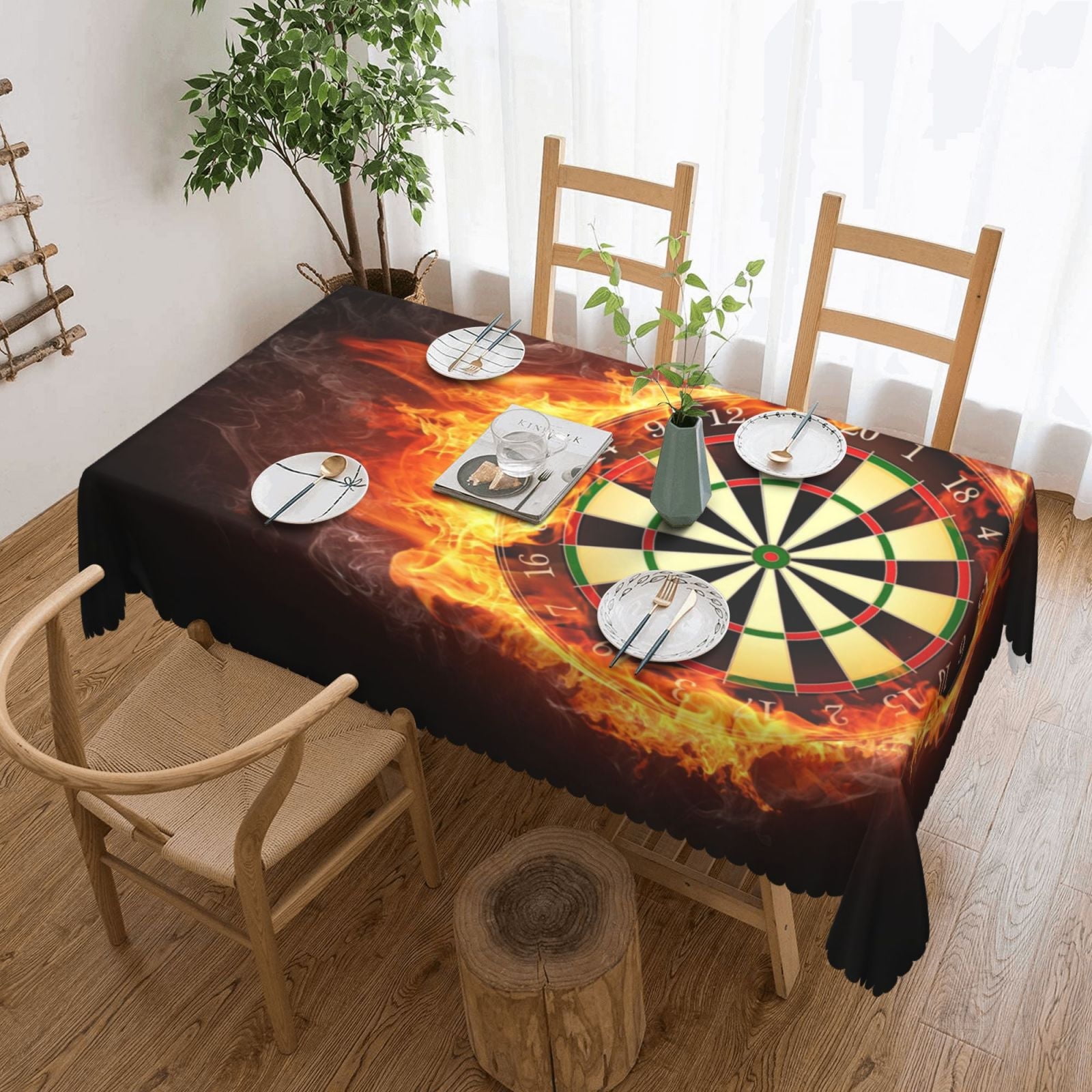 Flaming Dartboard Fire Dart Board 3D Rectangle Table Cover Dust-Proof ...
