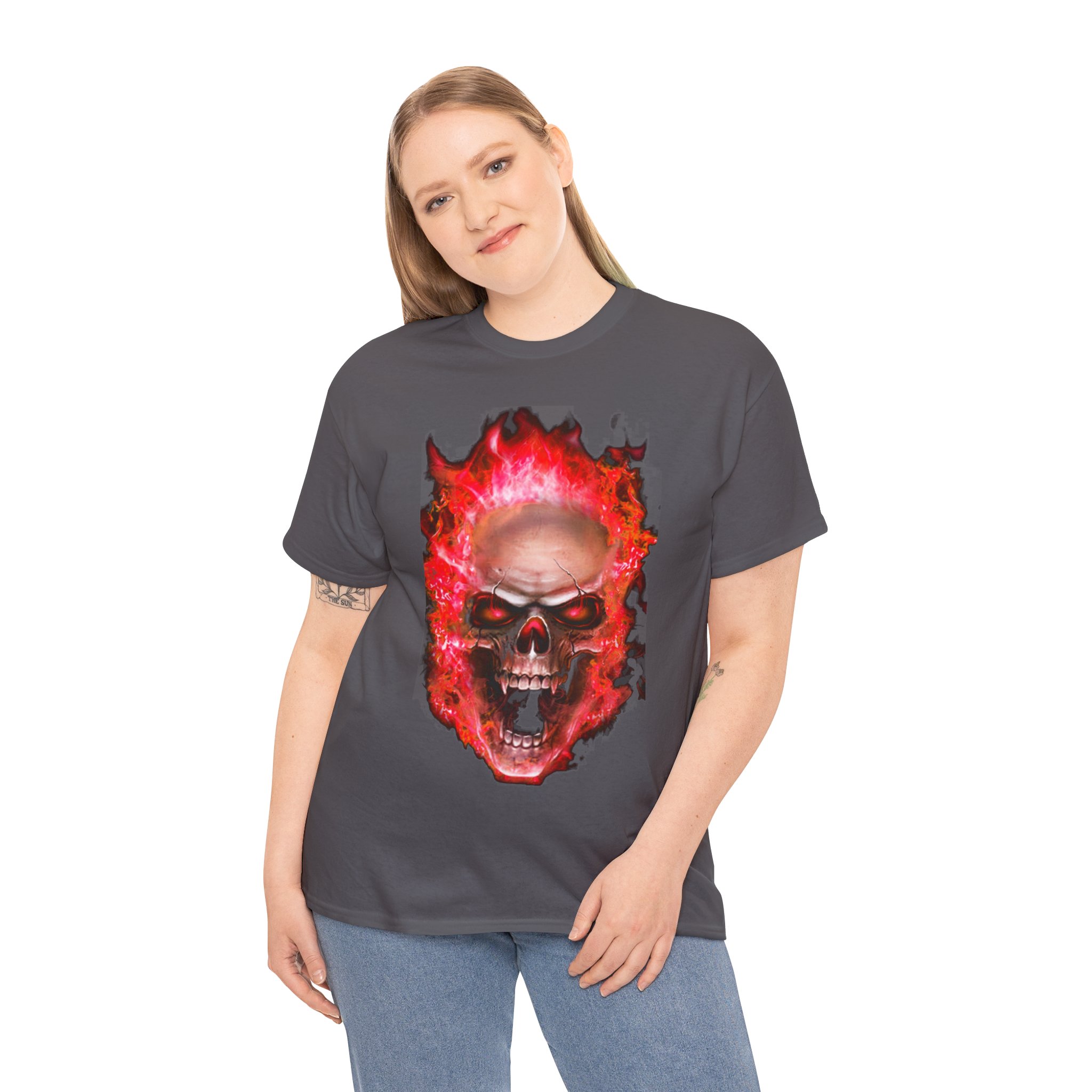 Flaming Demon Skull Red Short Sleeve Tee - Walmart.com