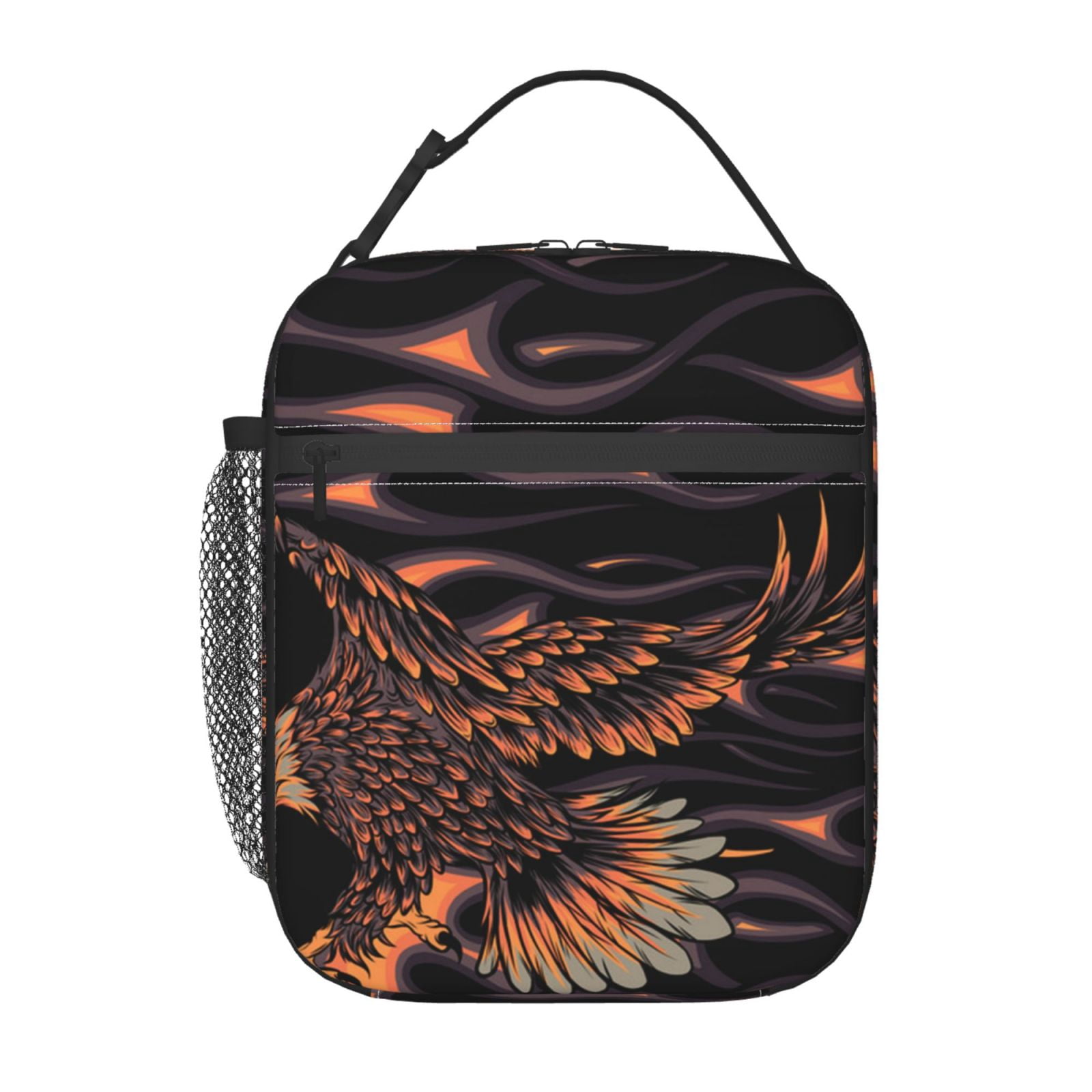 Flaming Eagle Fire Lunch Box Bag Insulated Lunchbox Reusable Tote ...