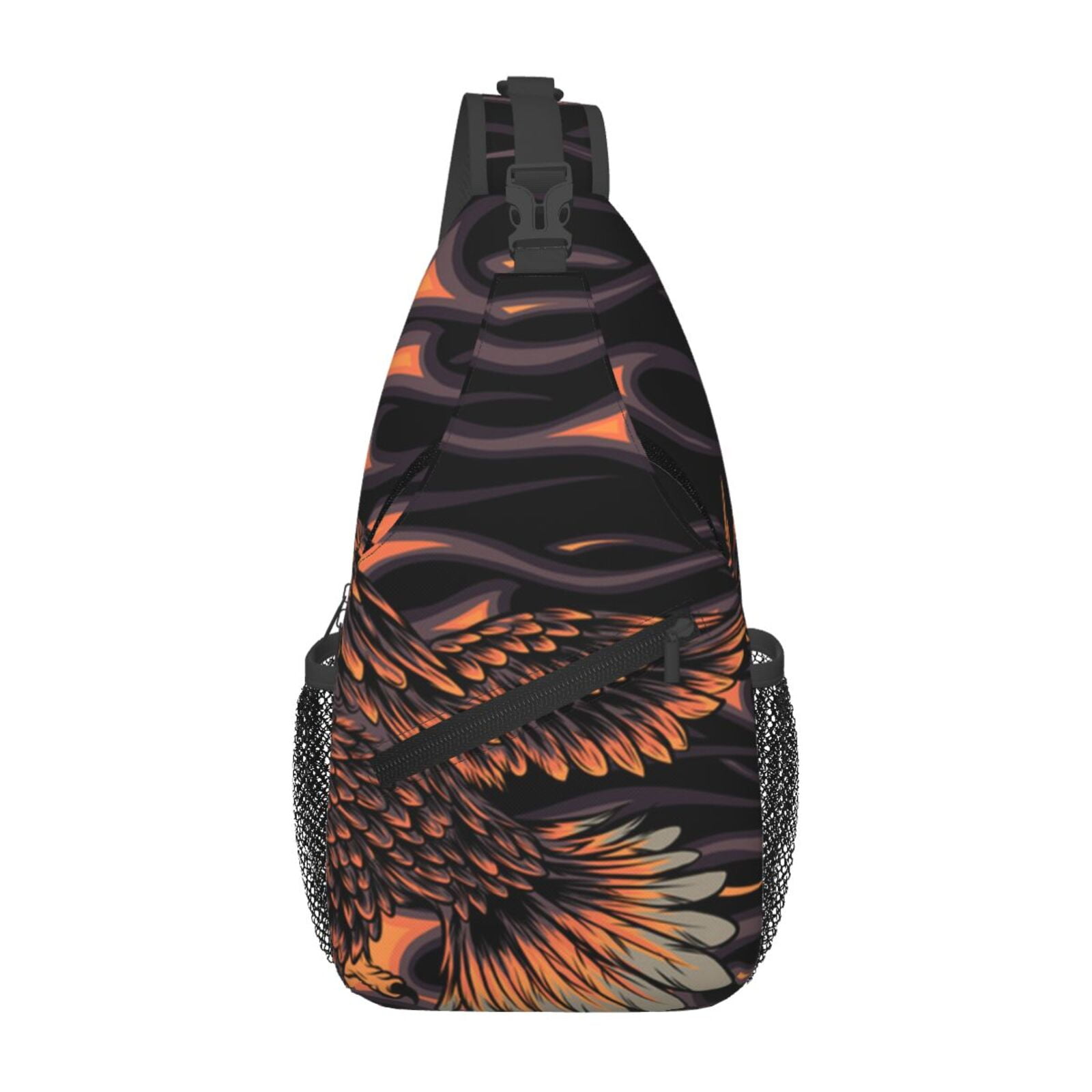 Flaming Eagle Fire Sling Backpack Shoulder Chest Crossbody Bag Causal ...