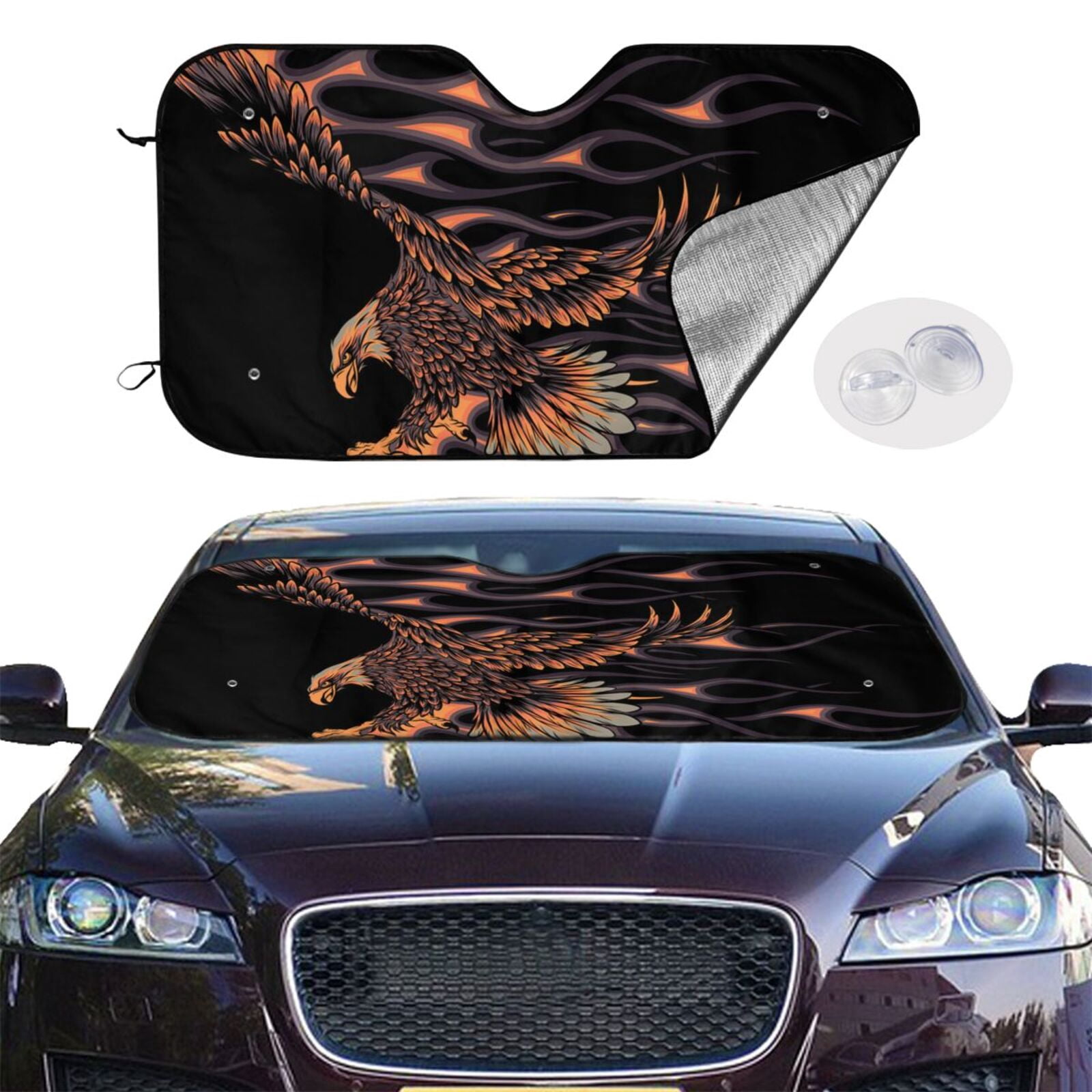 Flaming Eagle Fire Windshield Sunshade Sun Shade Front Window Car Sun ...