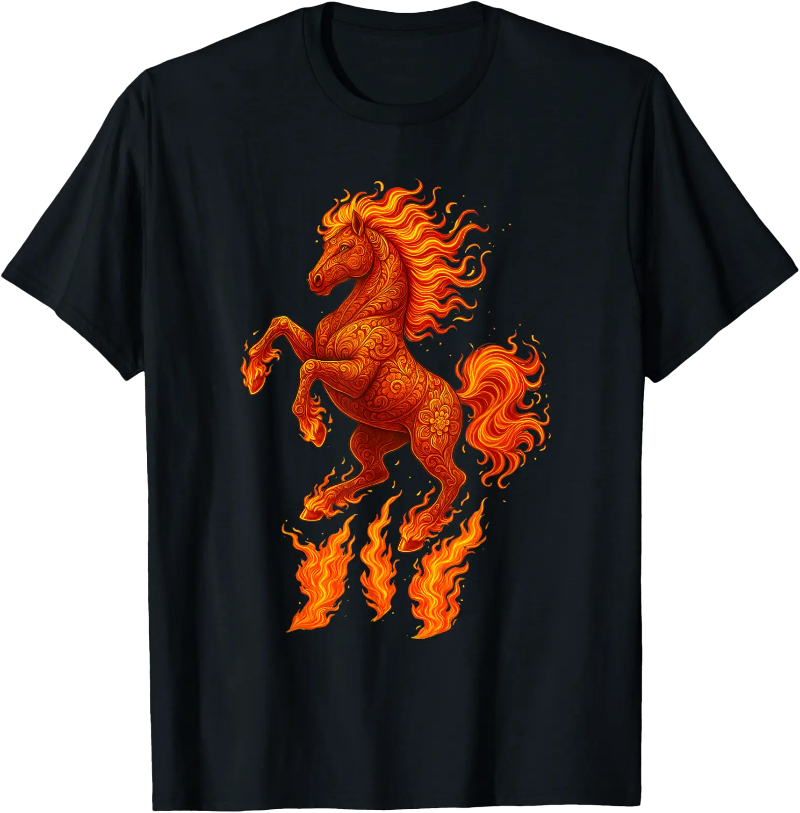 Flaming Fire Horse Lunar New Year T-Shirt All Size S-5Xl - Walmart.com