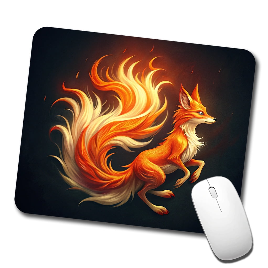 Flaming Fox Fire Kitsune Mouse Pad Low Profile Gaming Mat - Walmart.com
