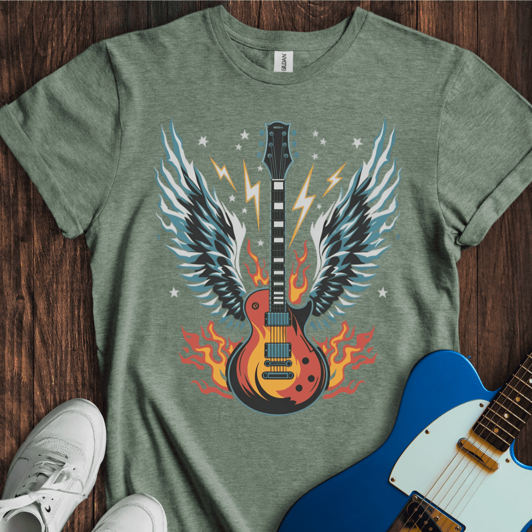 Flaming Guitar T-Shirt - Walmart.com