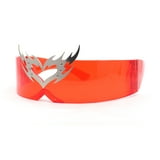 Flaming Heart Crown Tiara Futuristic Wrap Around Shield Sunglasses Red ...