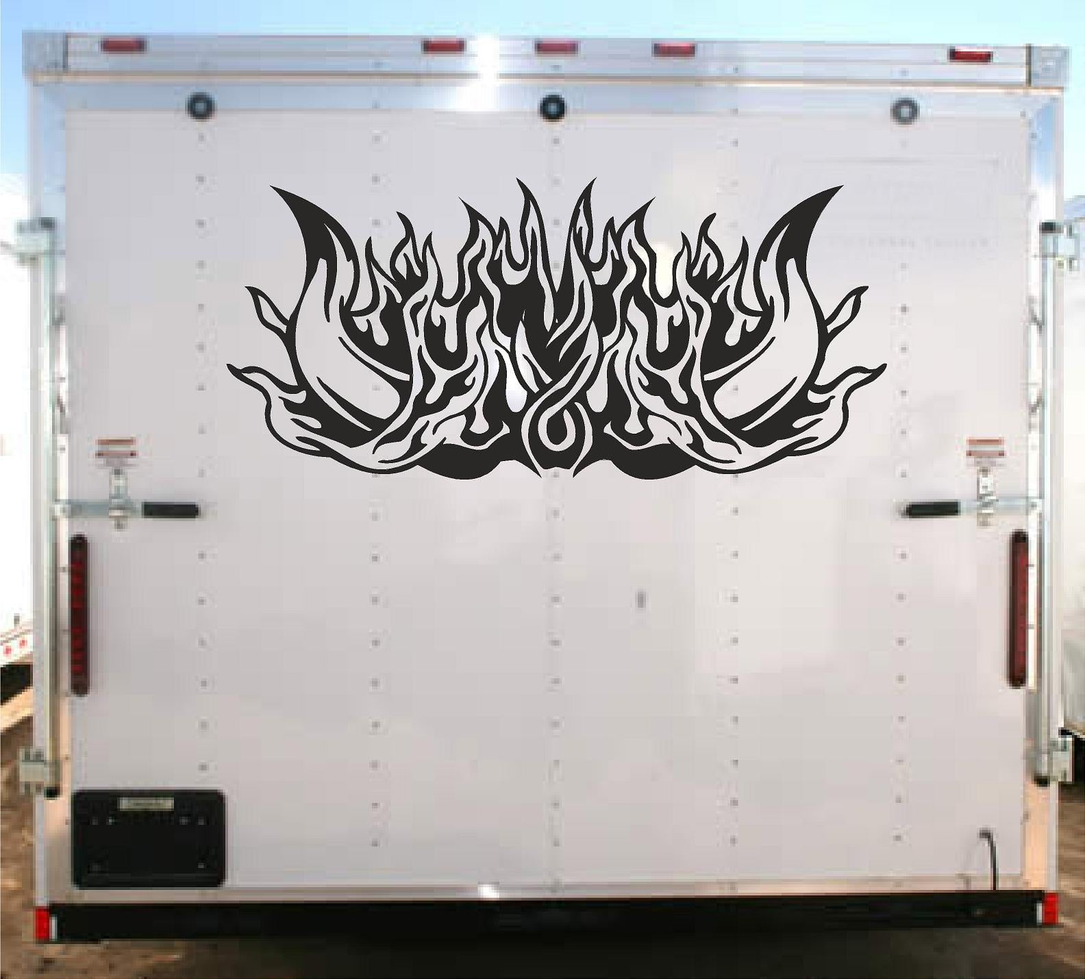 Flaming Horns Racing Trailer Decal Vinyl Decal Custom Text Trailer ...