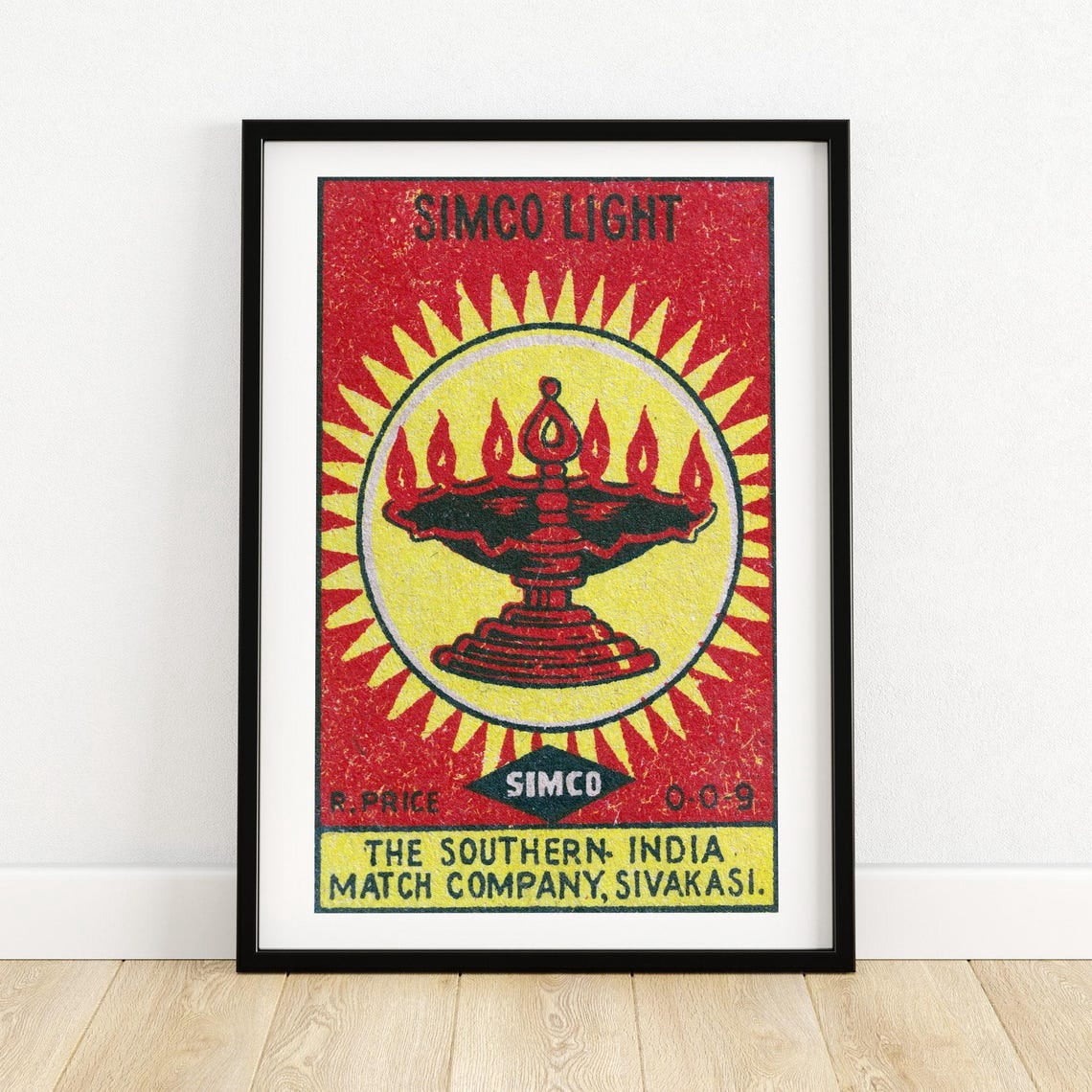Flaming Lantern - Matchbox Print - India Wall Art - Vintage India Art ...