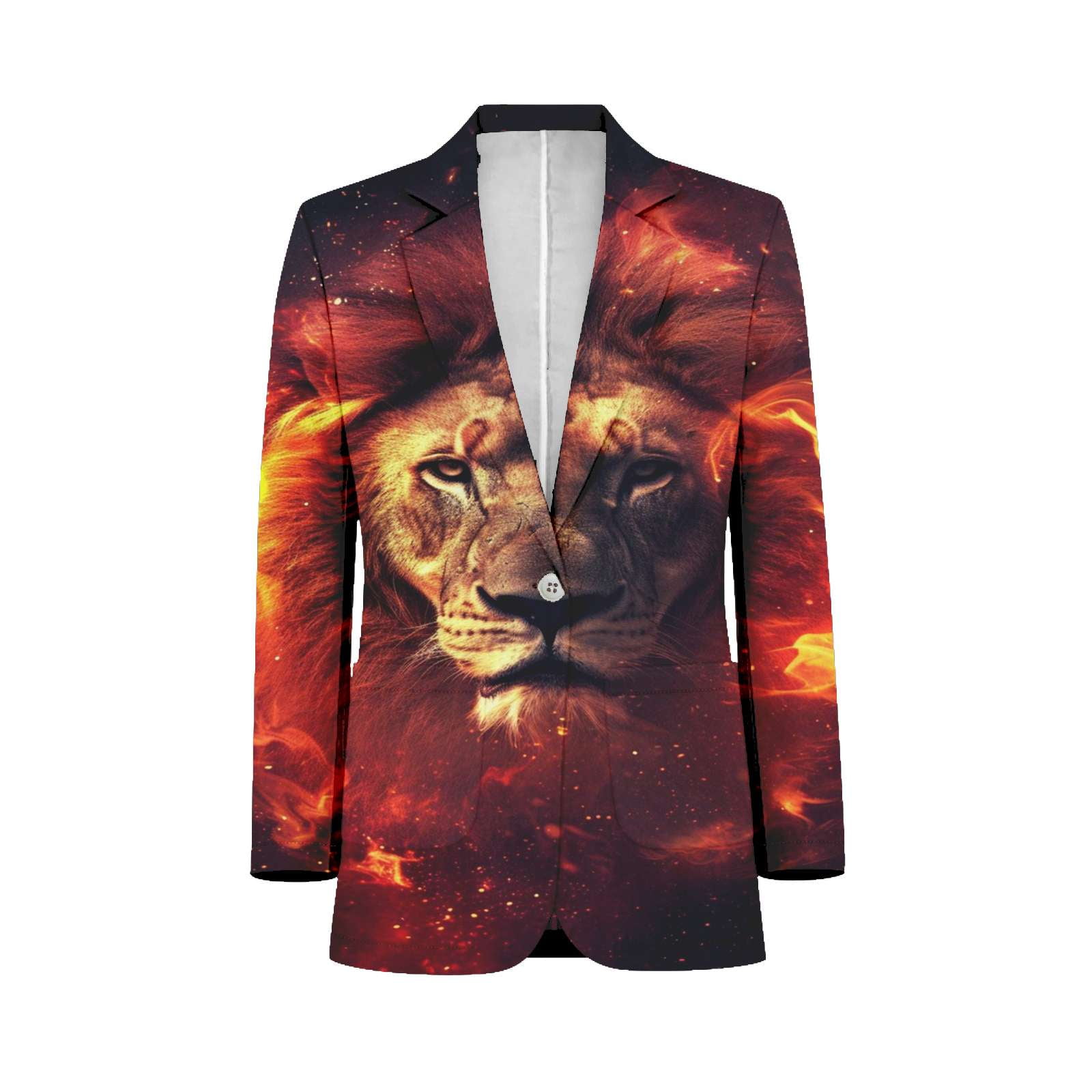 Flaming Lion Portrait Customized Men's Suits full man Shawl Collar ...