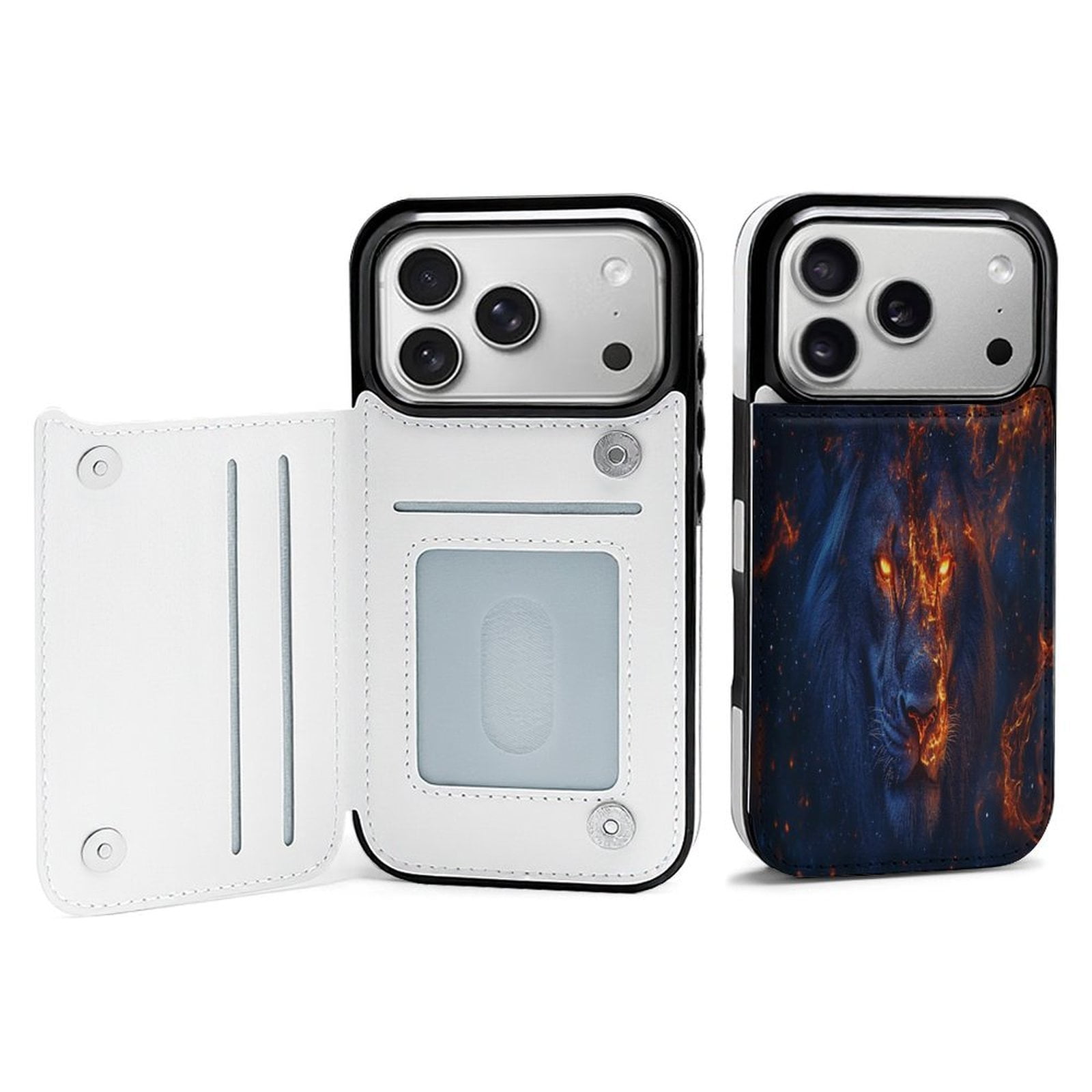 Flaming Lion Portrait Leather Wallet Case for iPhone 12 mini Wallet ...