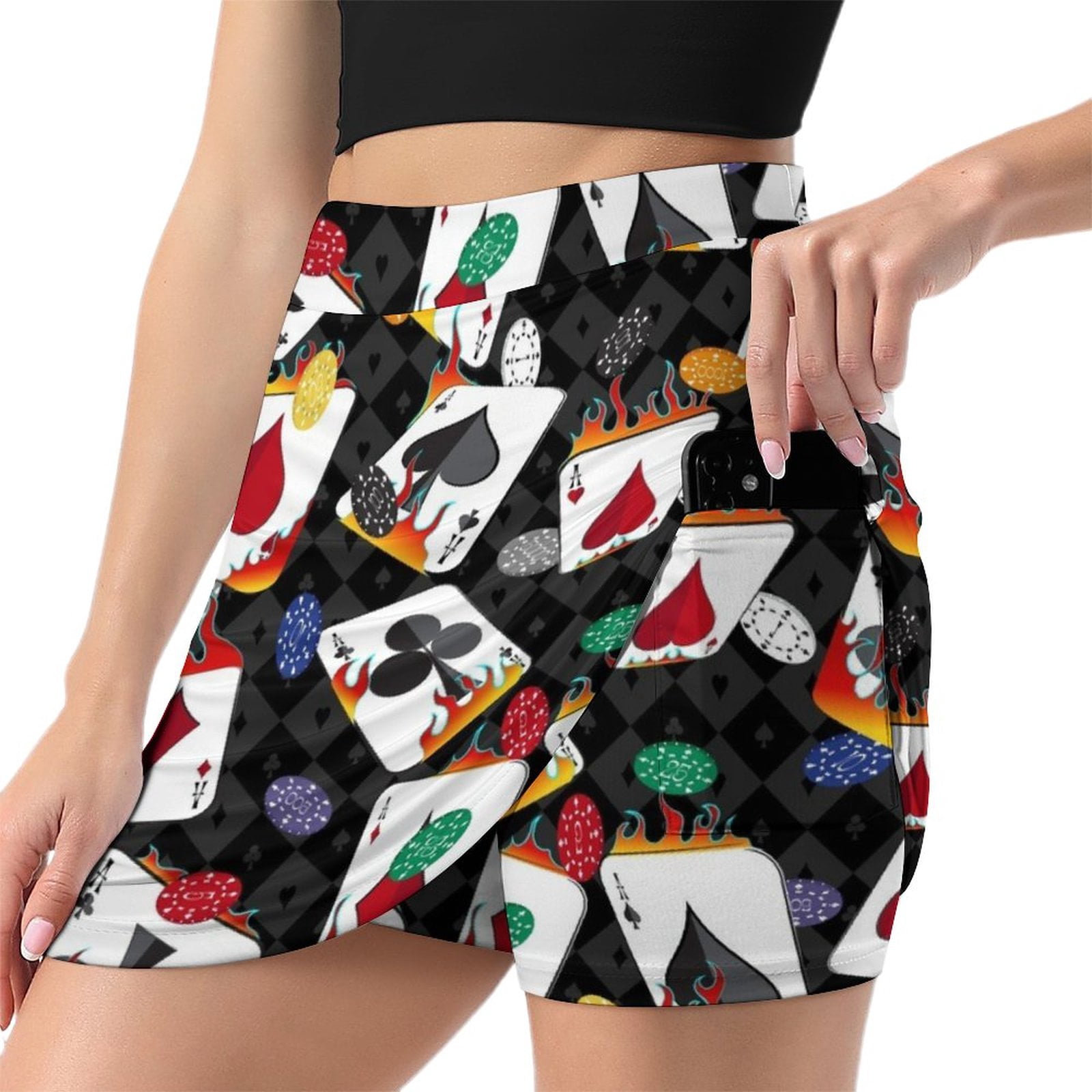 Flaming Lucky Playing Cards Light proof trouser skirt kpop korean style ...