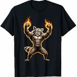 Flaming Muscle Raccoon T-Shirt - Walmart.com