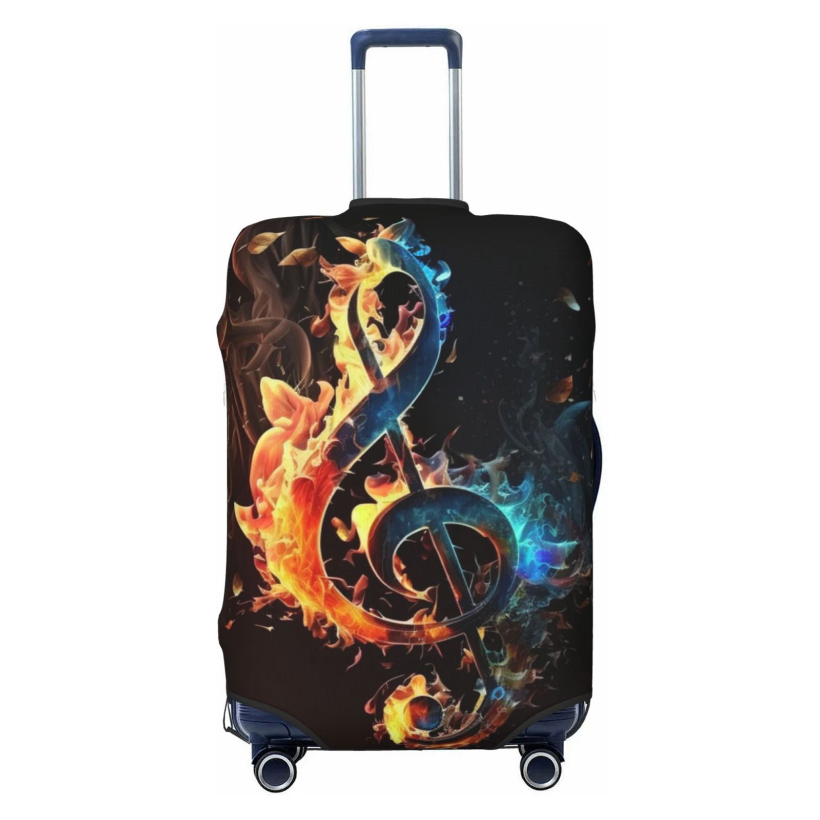 Flaming Music Notes Fire Travel Luggage Cover Suitcase Protector Anti ...